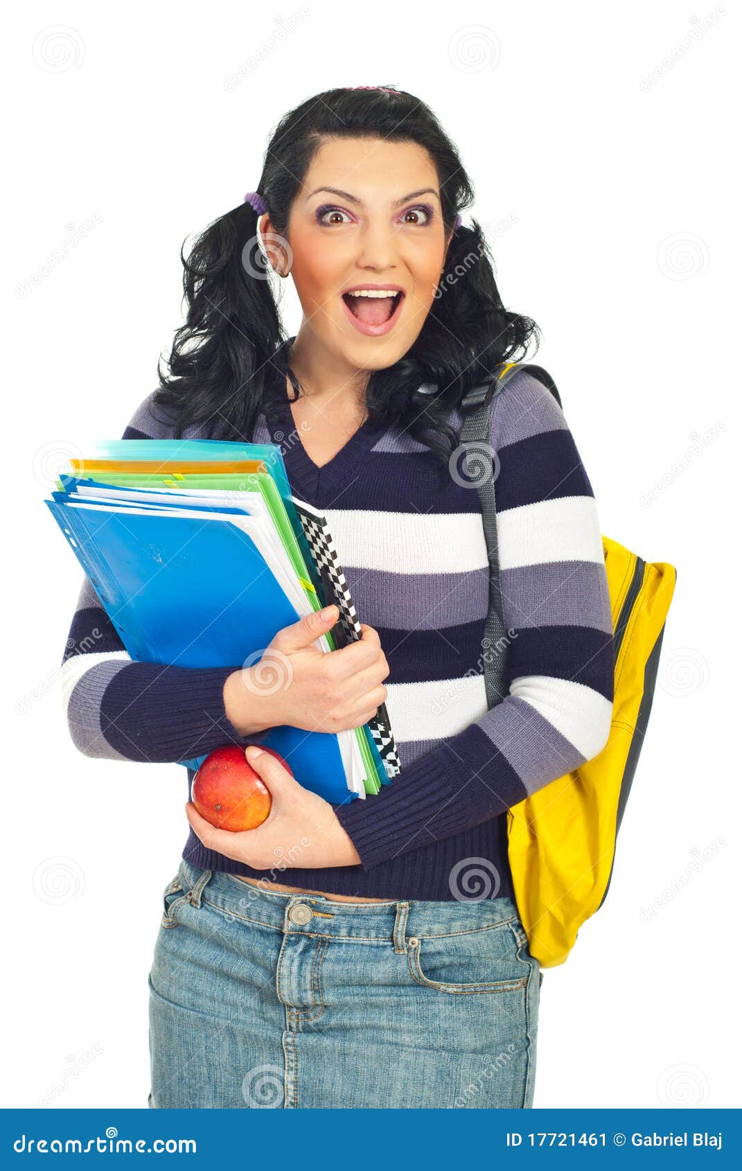 Happy Surprised Student Woman Stock Image - Image of happy, cheerful ...