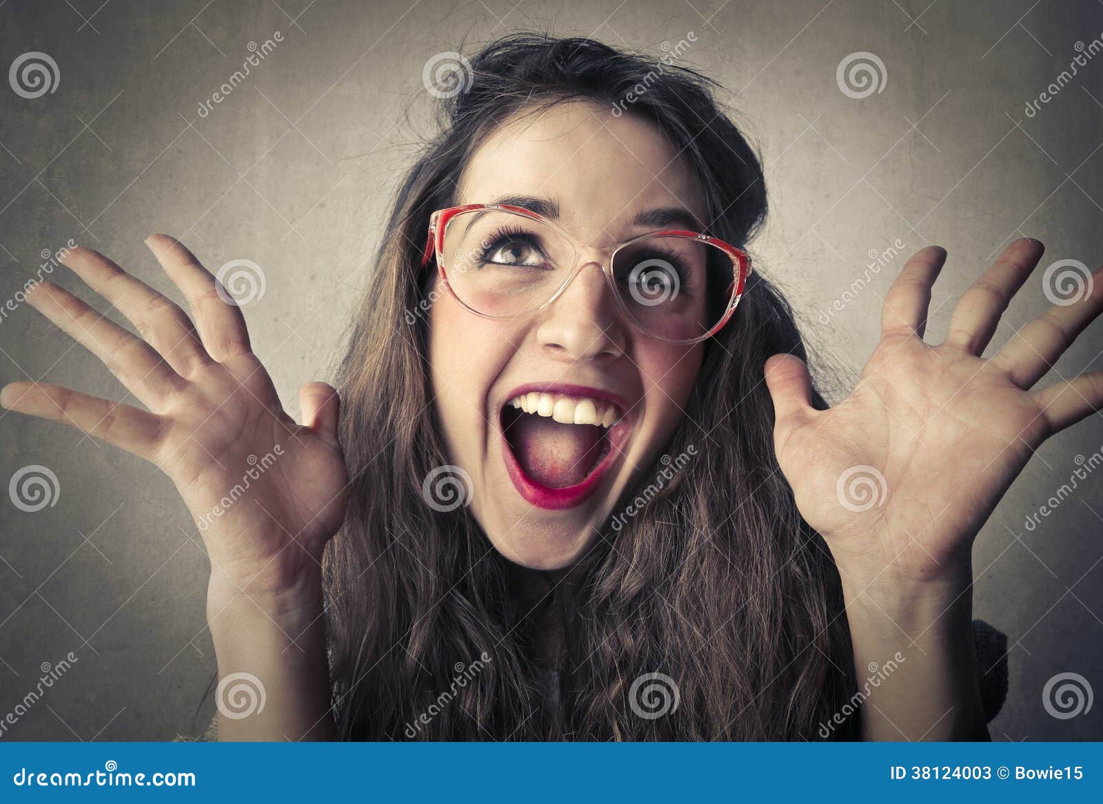 Happy Surprised Young Woman Stock Image - Image of girl, nerd: 38124003