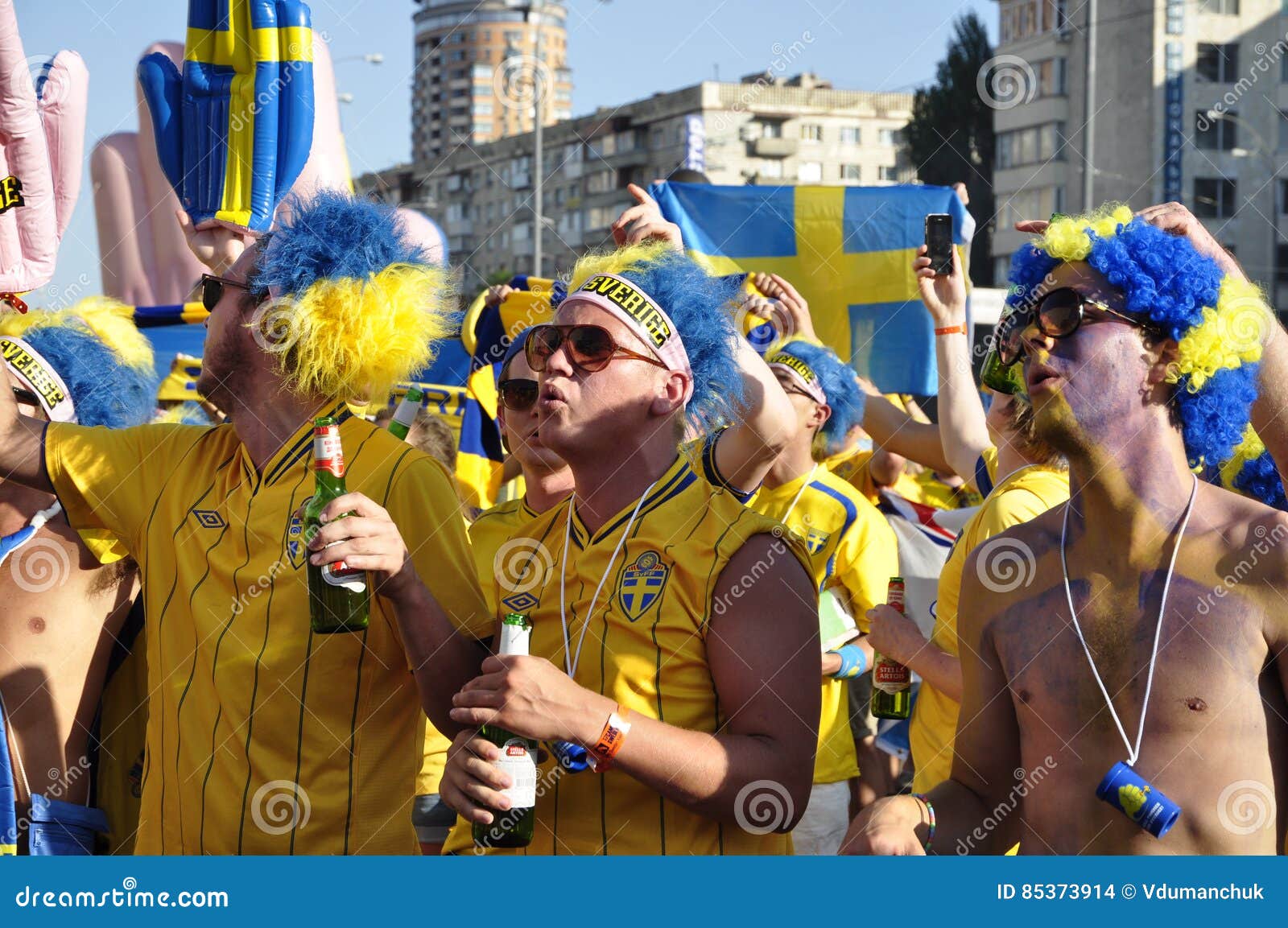 Happy Sweden Fans Rooting for Their Team Editorial Stock Image - Image ...