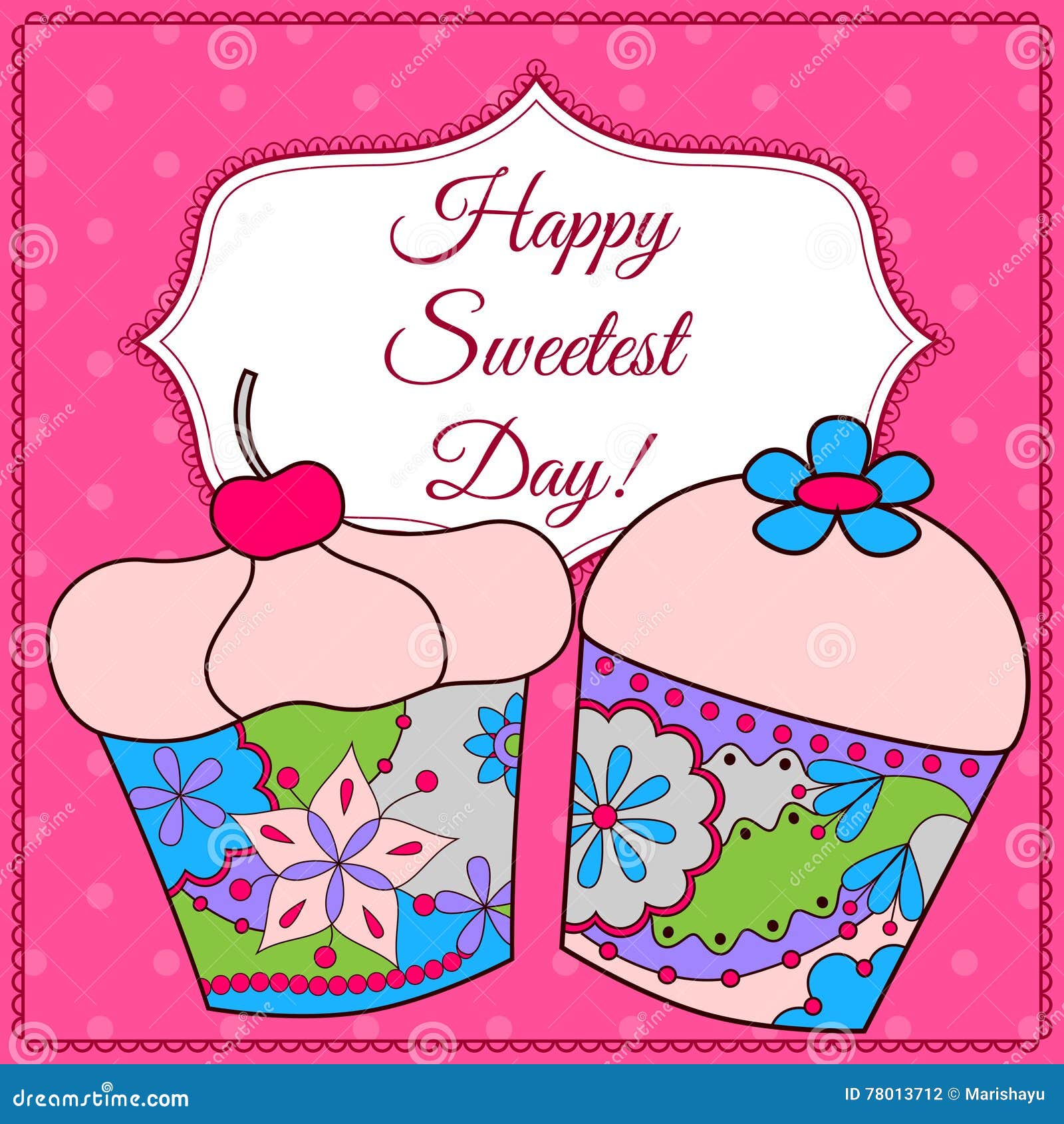 Happy Sweetest Day Card with Cupcake Stock Vector - Illustration of ...