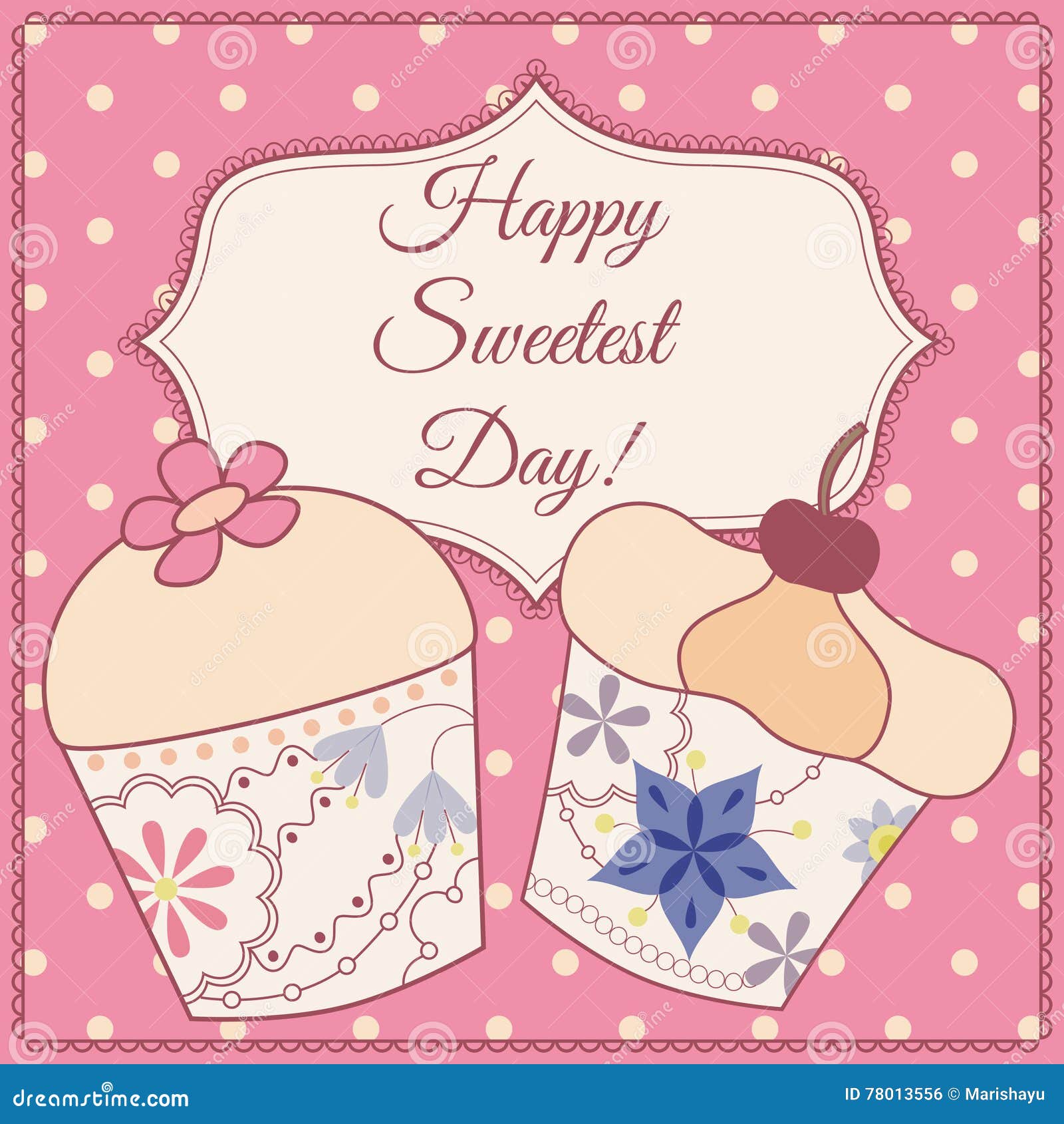 Happy Sweetest Day Card with Cupcake Vintage Stock Vector ...