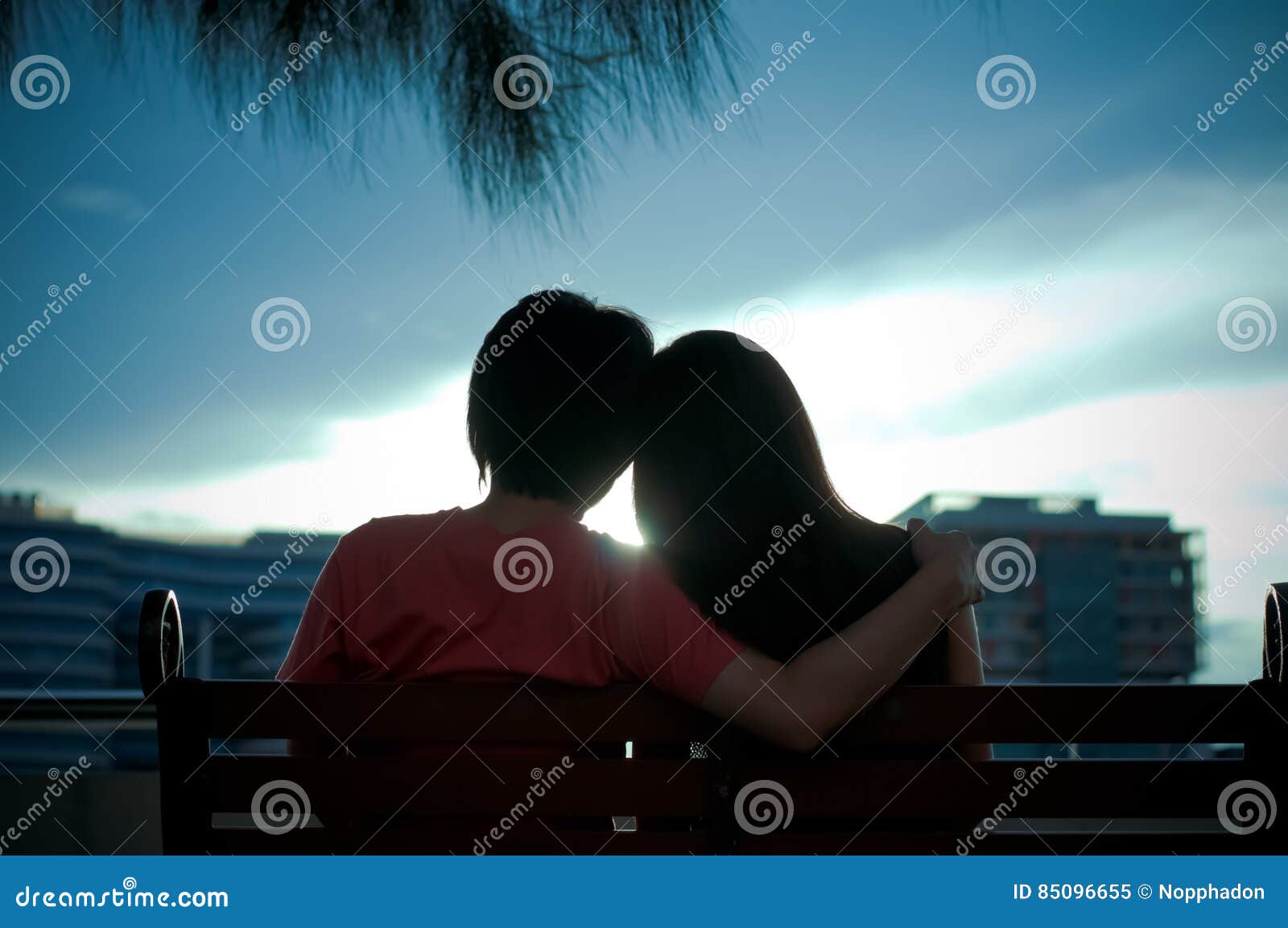 Happy Sweethearts Sit Together Stock Image - Image of intimate ...