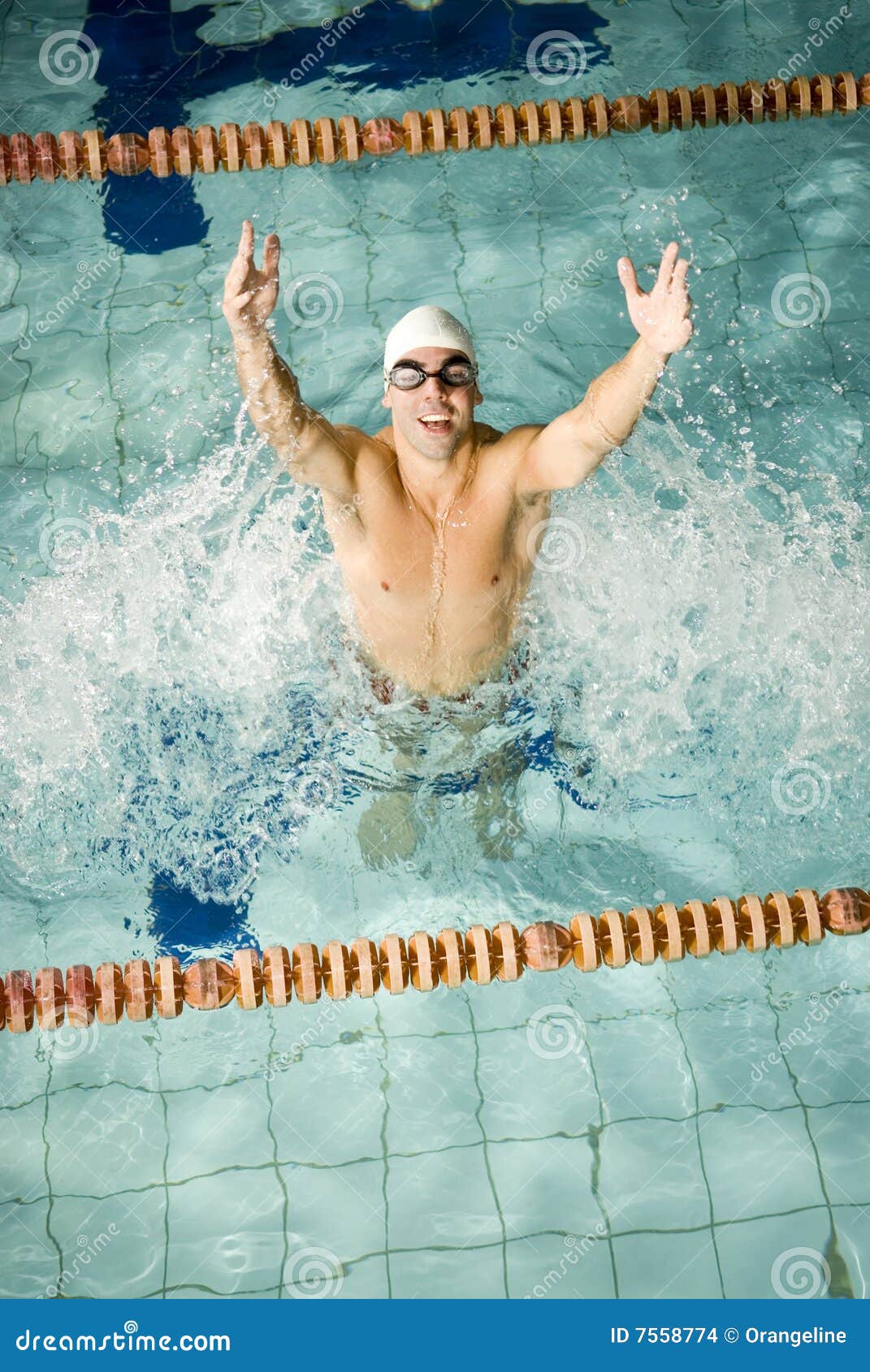 Happy Swimmer stock photo. Image of standing, person, pool - 7558774