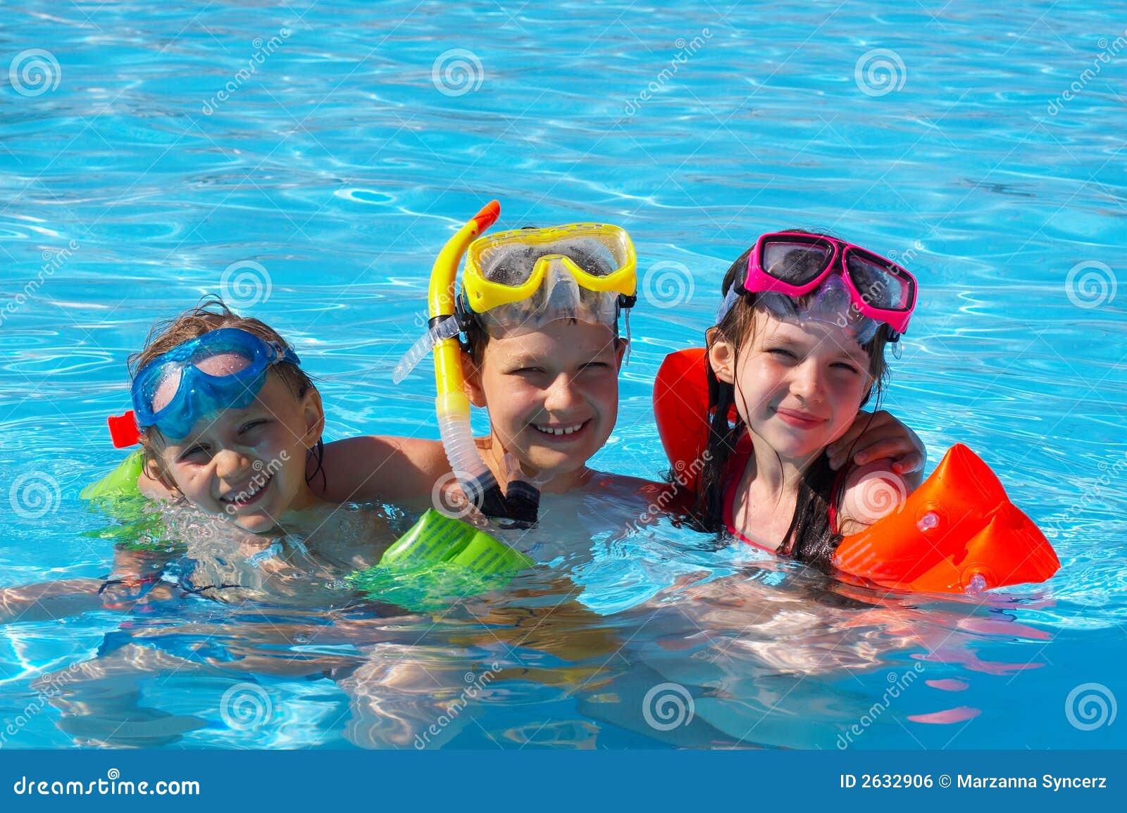Happy swimmers stock photo. Image of girl, three, family - 2632906