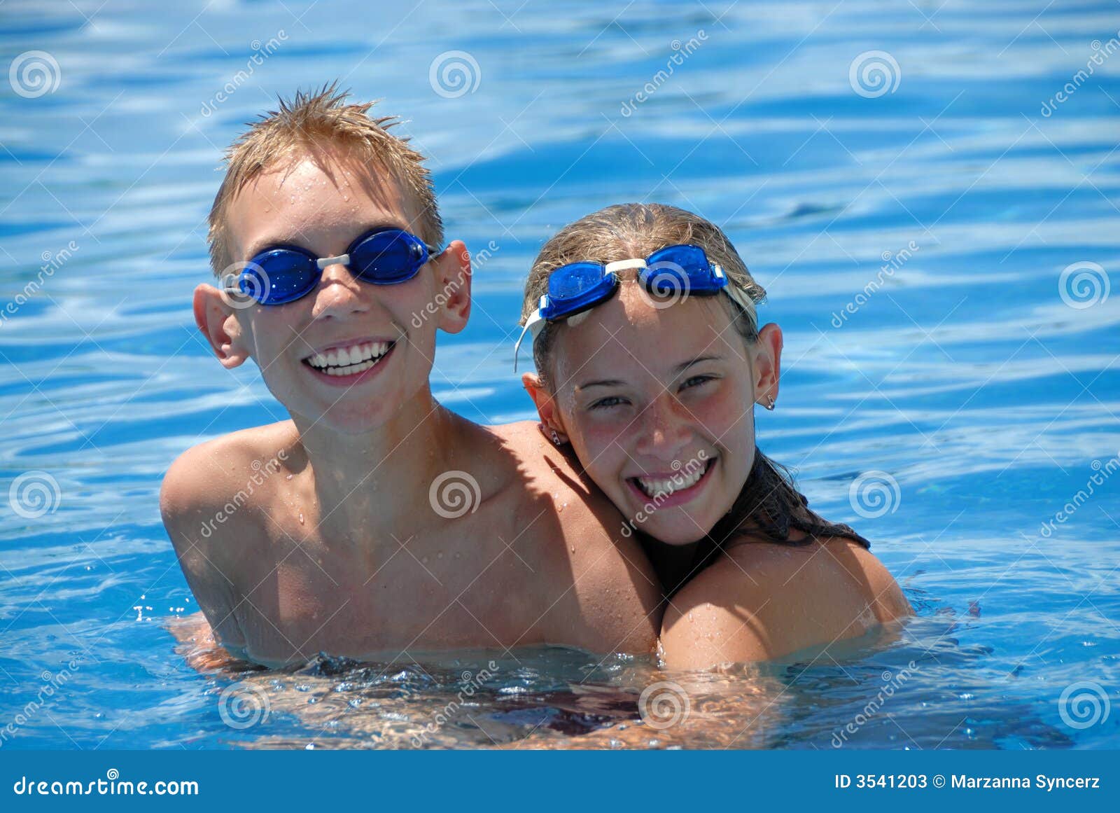 Happy swimmers in pool stock image. Image of healthy, outdoors - 3541203