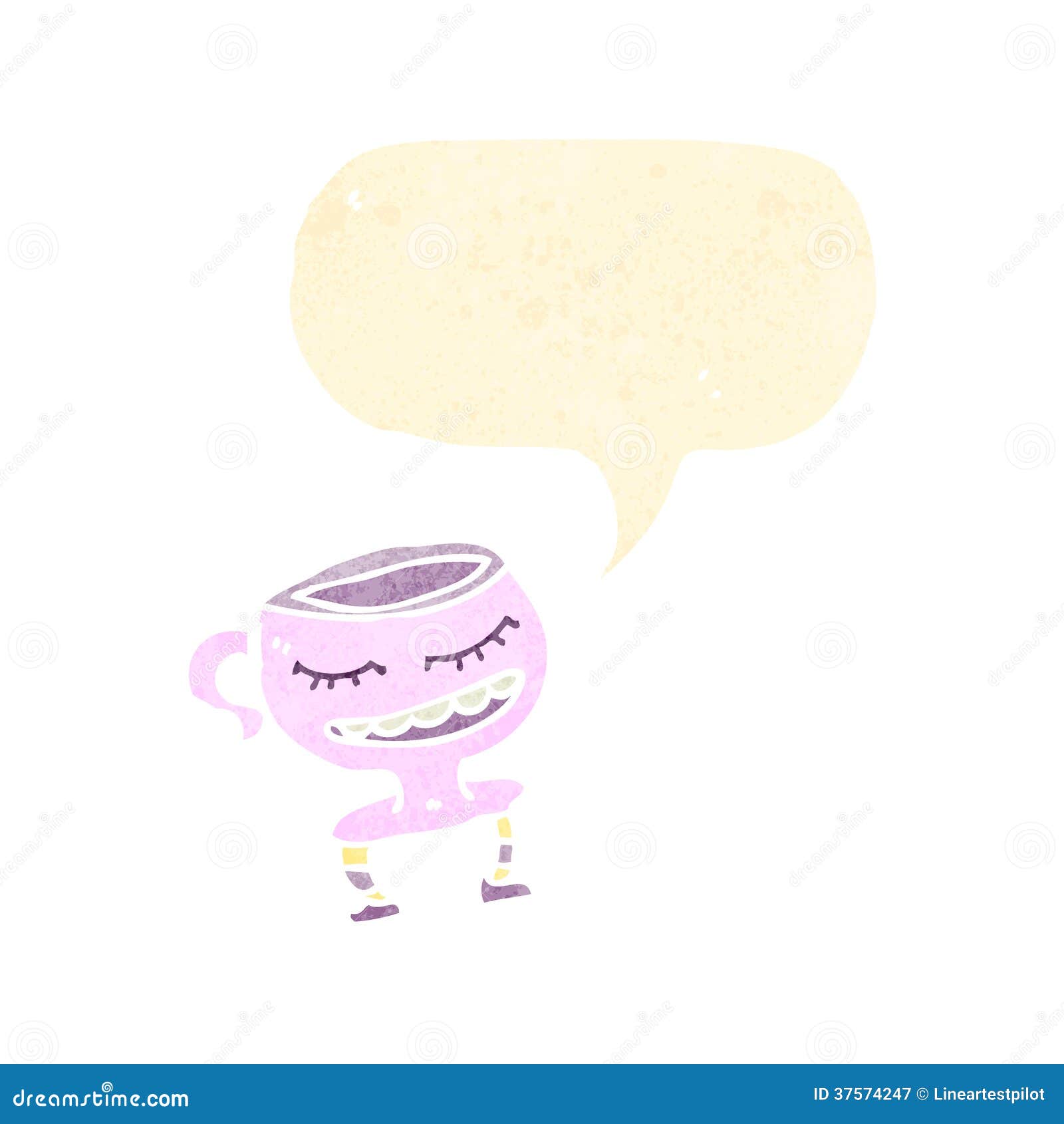 Happy Tea Cup Retro Cartoon Stock Vector - Illustration of traditional ...