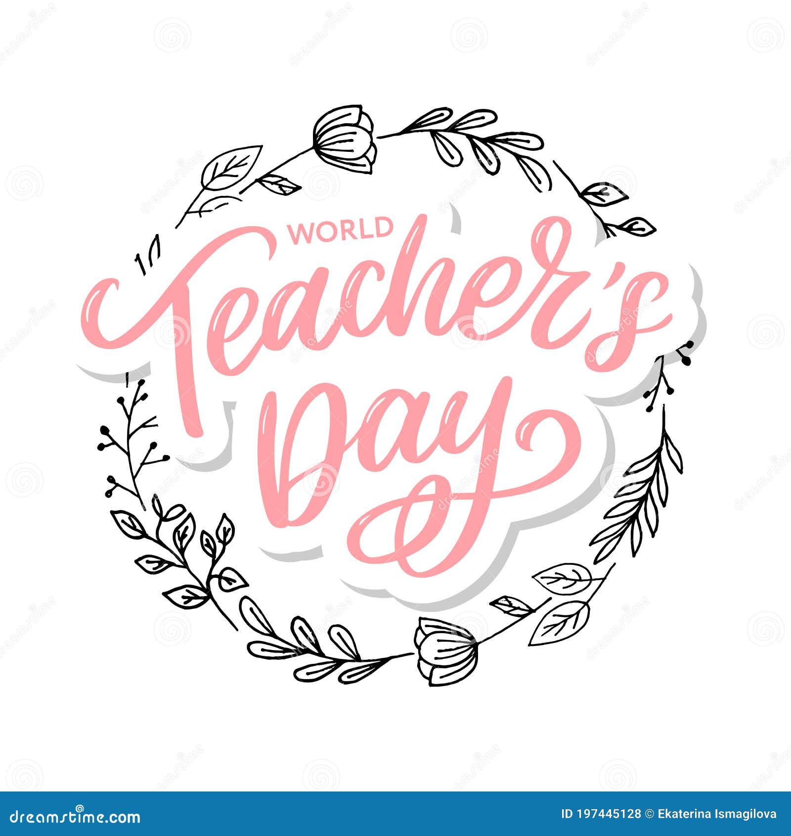 Happy Teacher`s Day Inscription Greeting Card With Calligraphy Hand