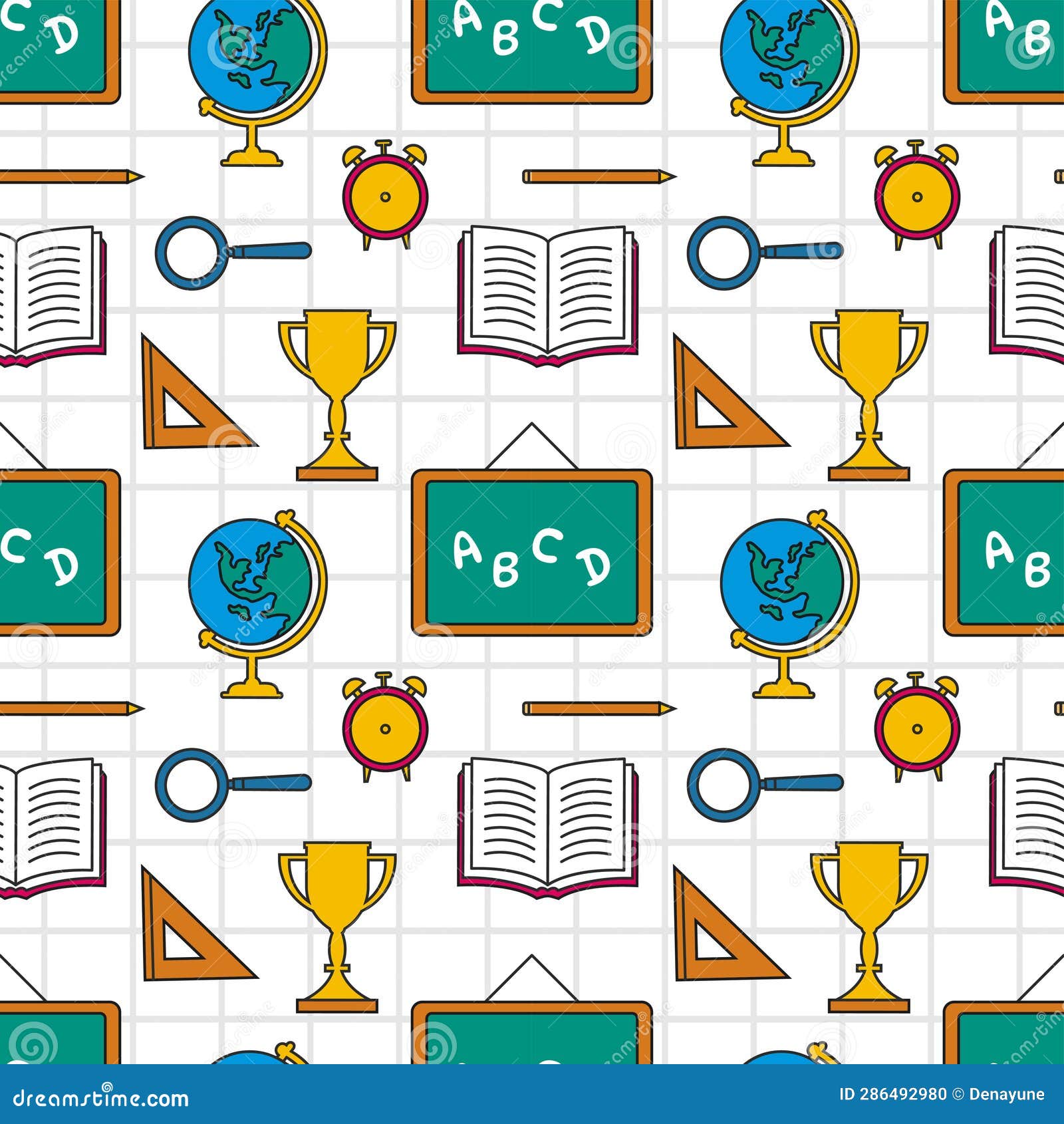 Happy Teacher Seamless Pattern Design Educational Style Elements in ...