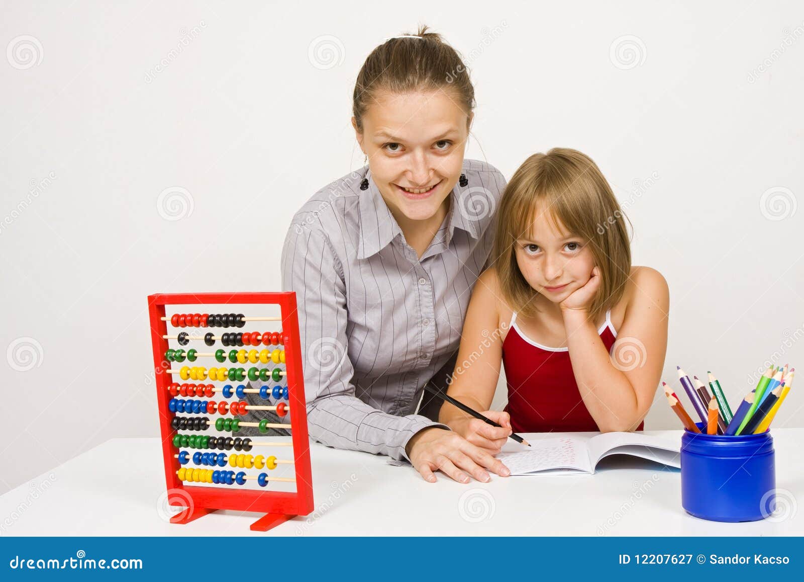 Happy Teacher and Student in School Stock Image - Image of caucasian ...