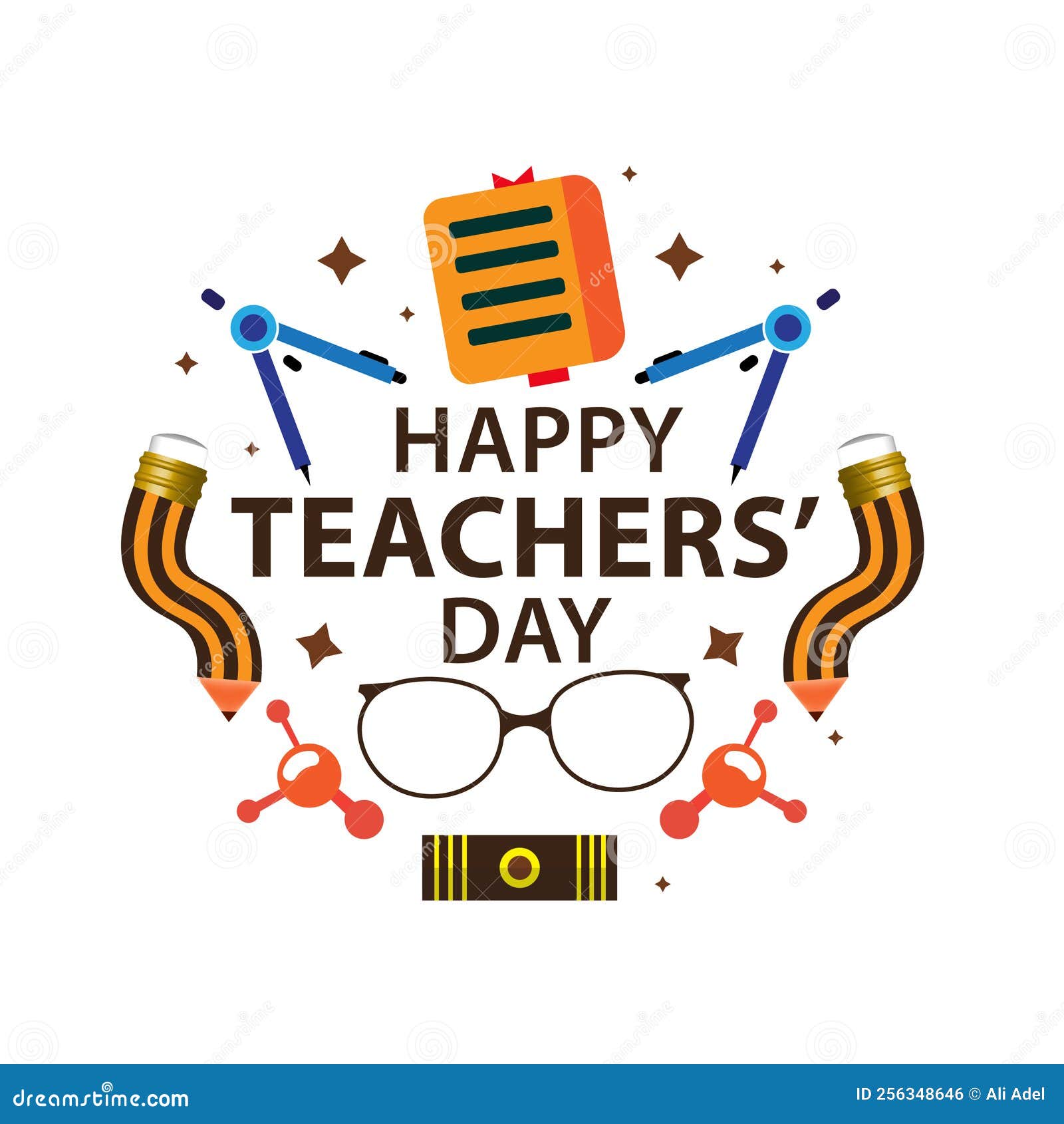 Happy Teachers Day Vector Design with Schools Elemants Stock Vector ...