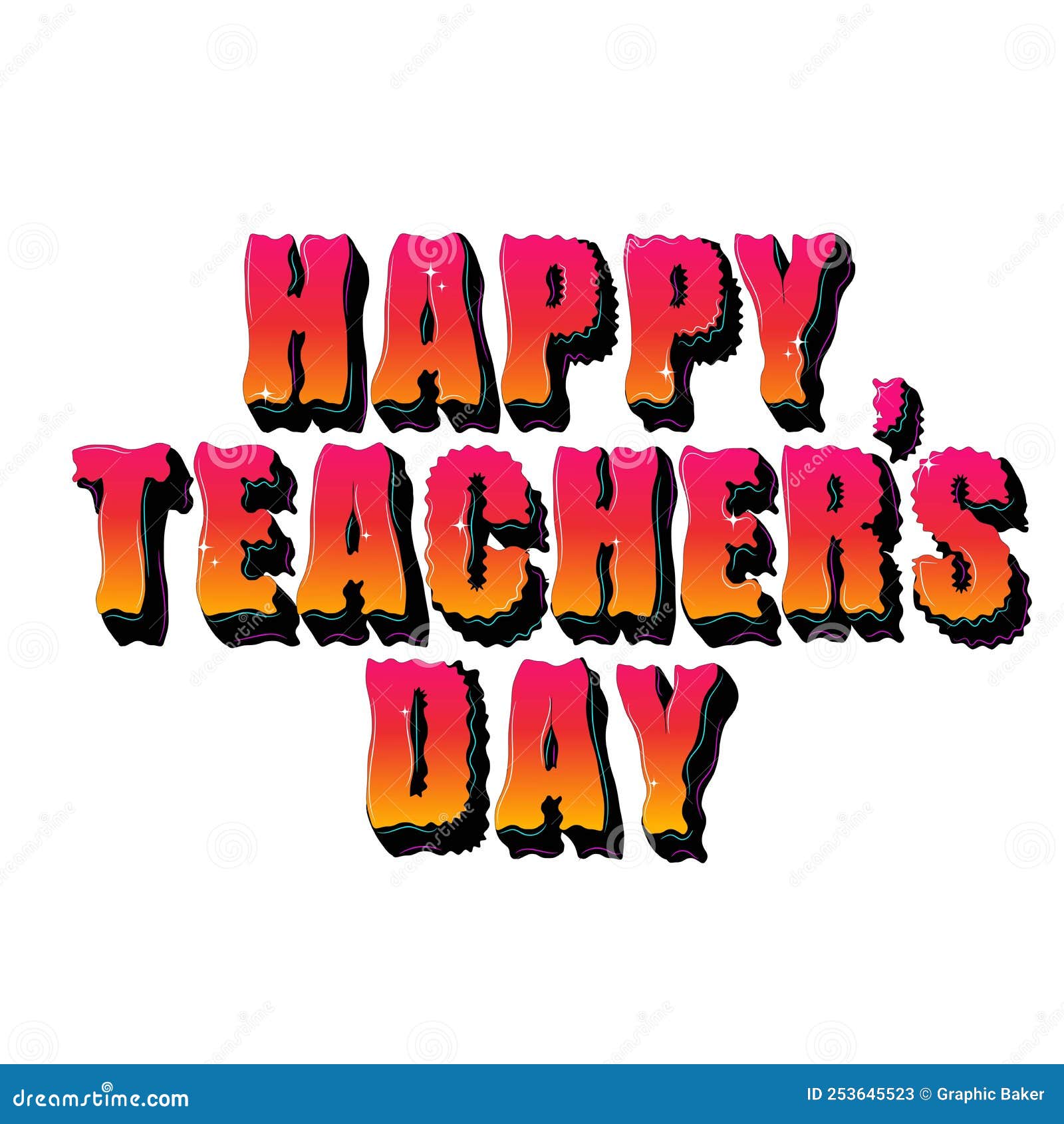 Happy teachers day vector stock vector. Illustration of clock - 253645523