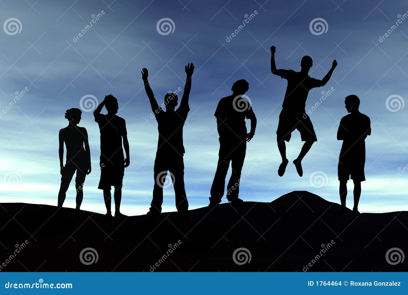Happy team stock illustration. Illustration of black, jump - 1764464