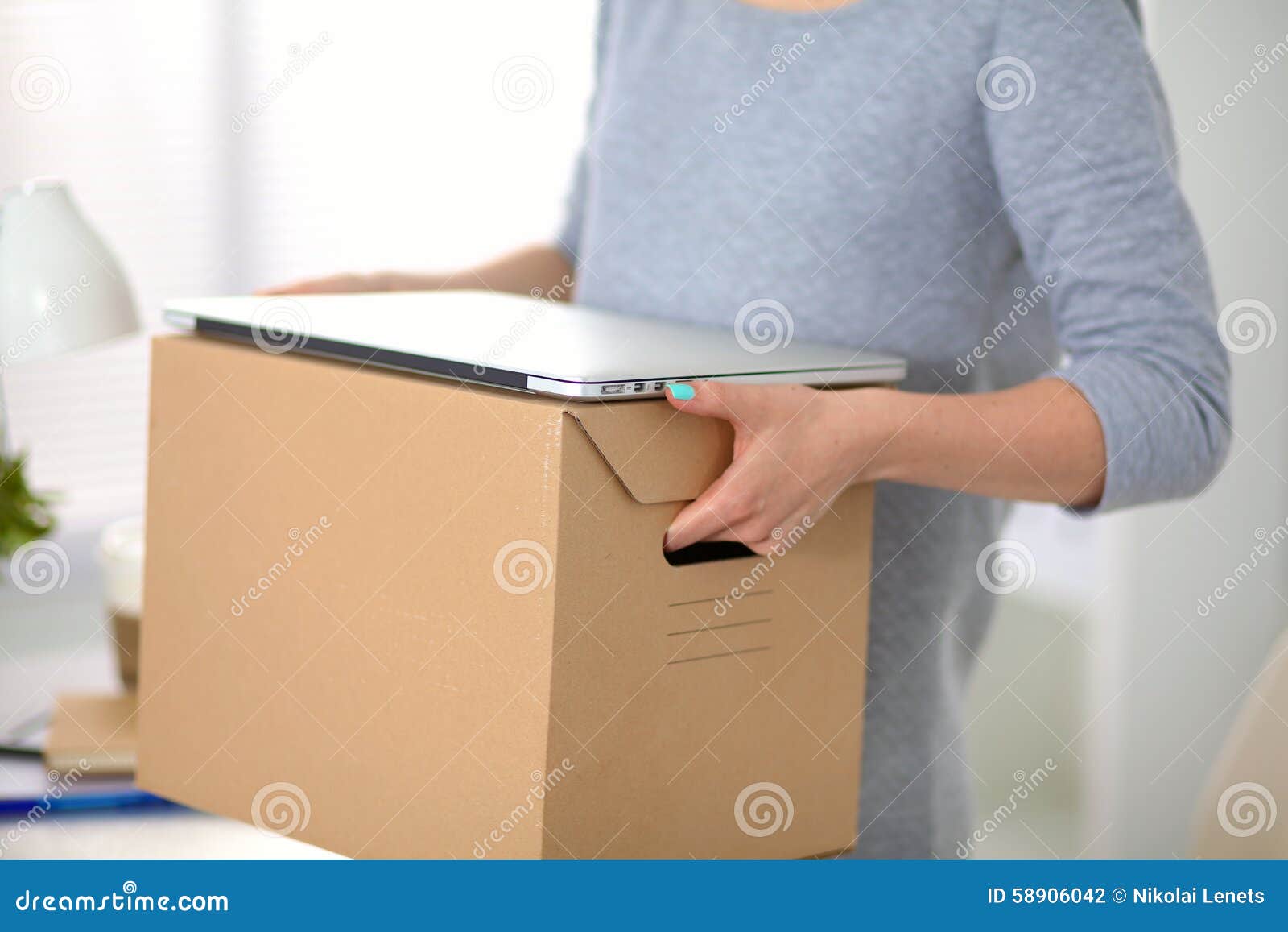 Happy Team of Businesspeople Moving Office Stock Photo - Image of ...