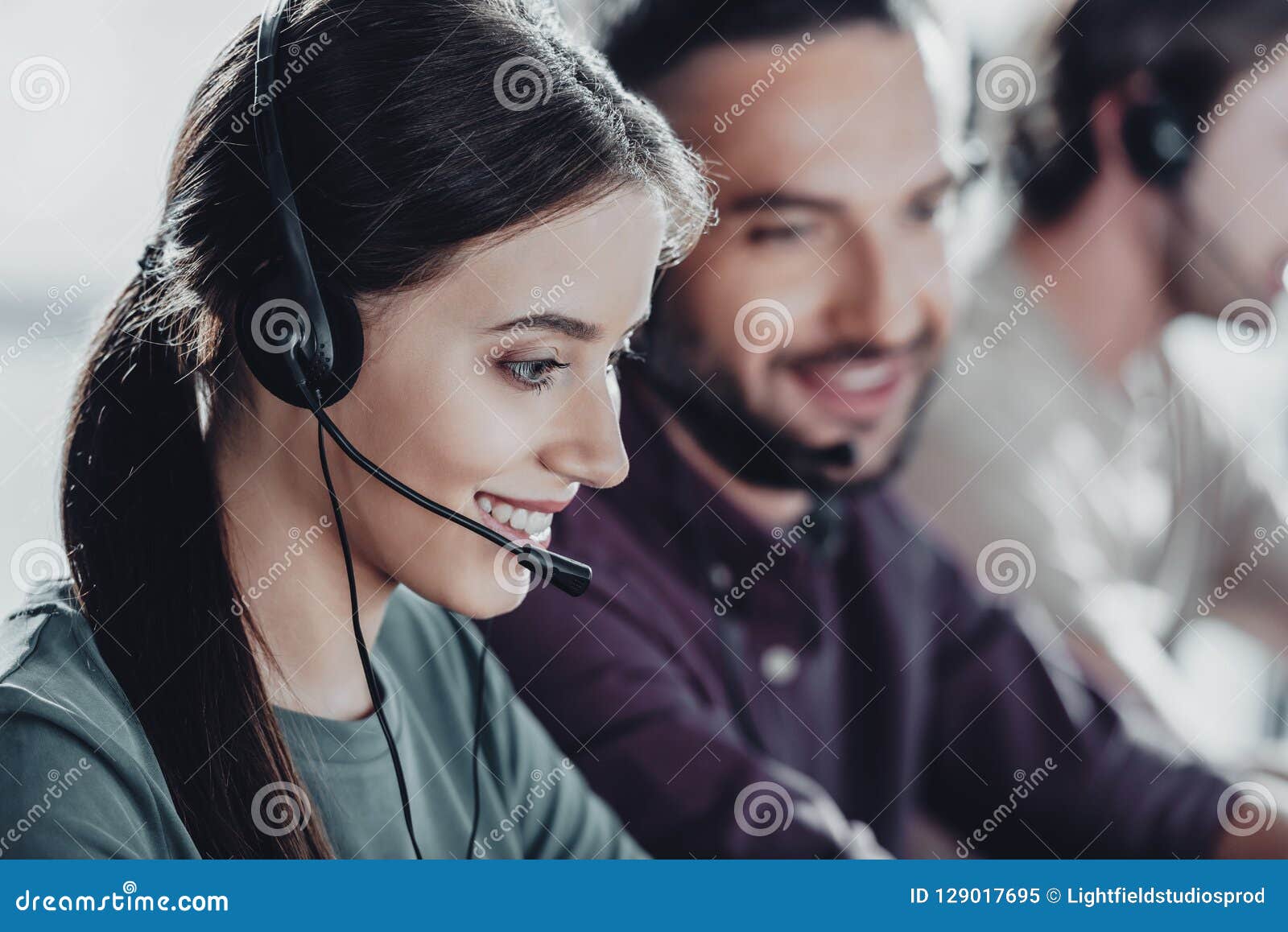 Happy Team of Call Center Managers Working Together Stock Image - Image ...