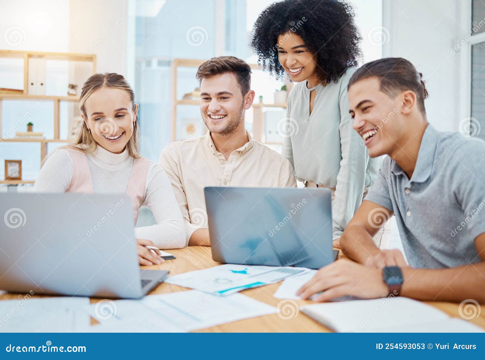 Happy Team Collaboration and Teamwork by Business People Watching a ... Happy Team Collaboration and Teamwork by Business People Watching a ...