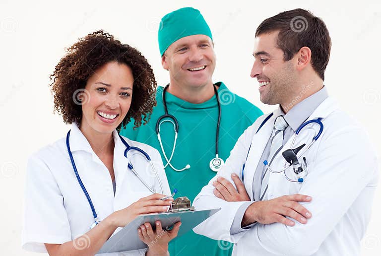Happy Team of Doctors Working Together Stock Image - Image of health ...
