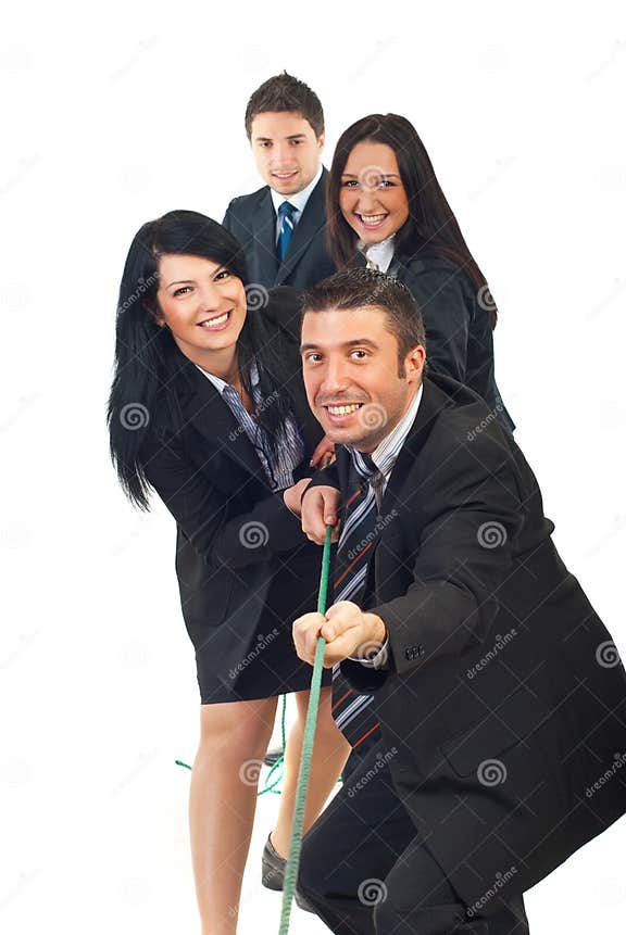 Happy team pulling rope stock photo. Image of formal - 17316840