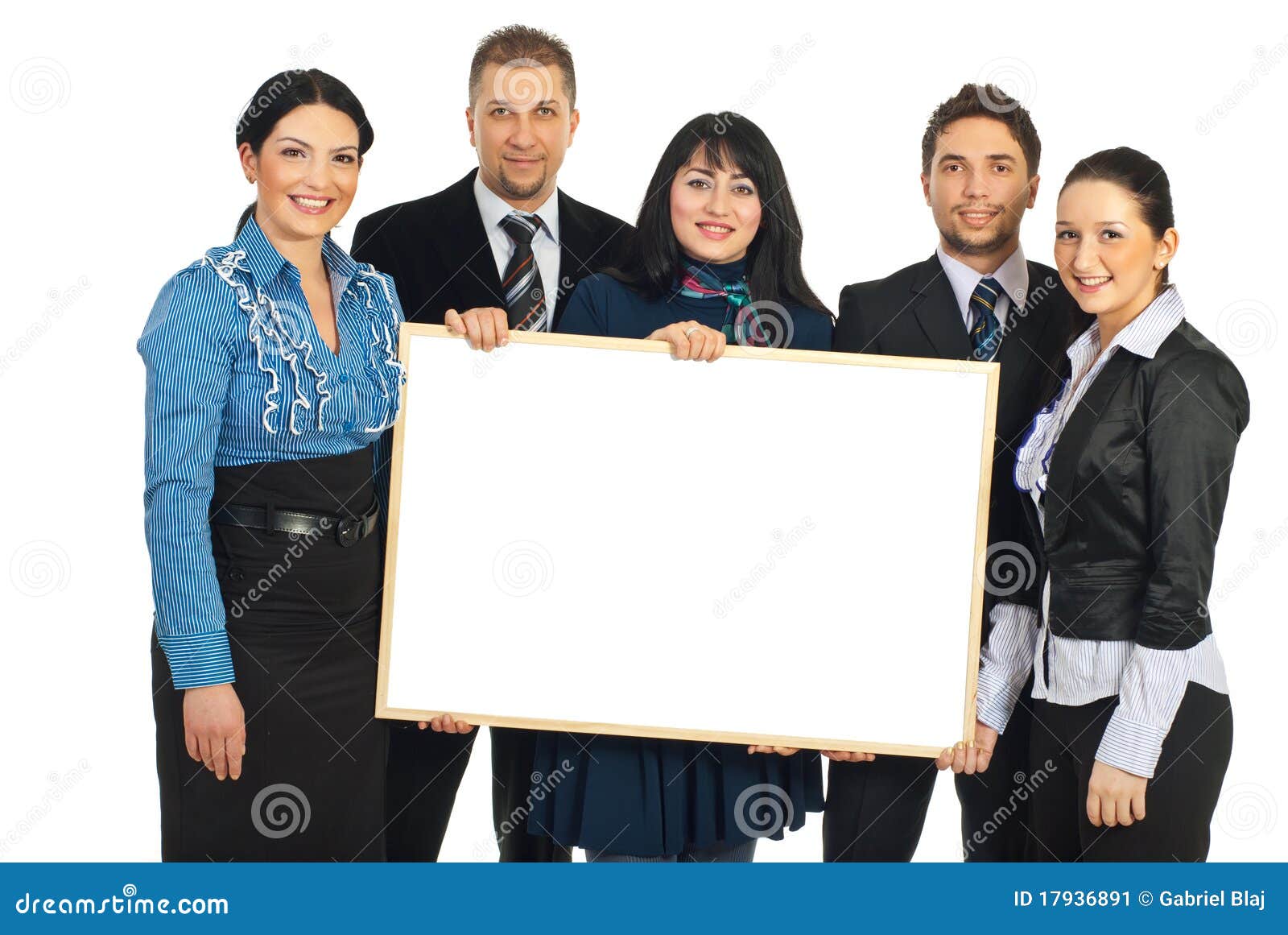 Happy Teamwork Holding Blank Banner Stock Image - Image of beauty ...