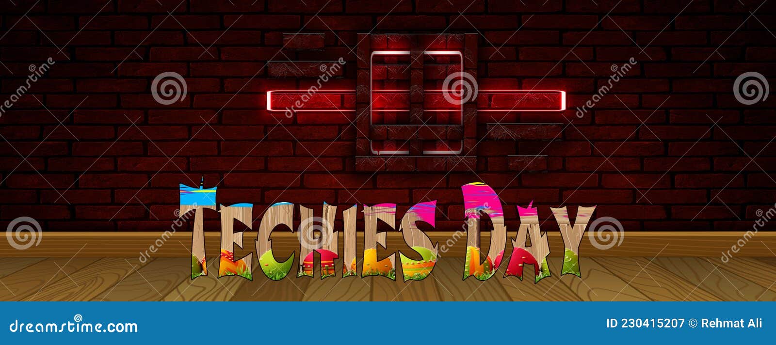 October, Techies Day, Text Effect on Bricks Background Stock ...