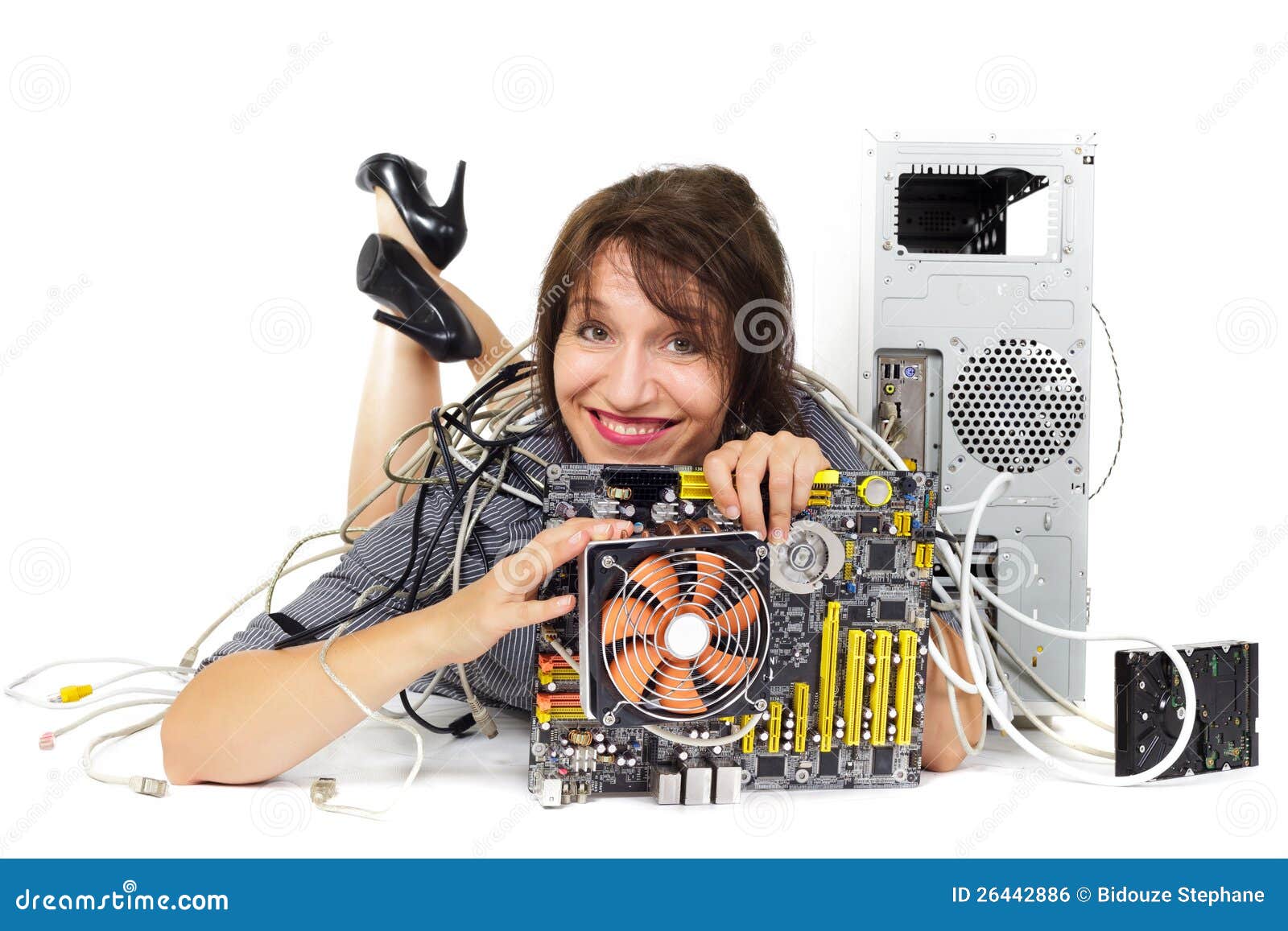 Happy with technology stock photo. Image of lying, confusion - 26442886