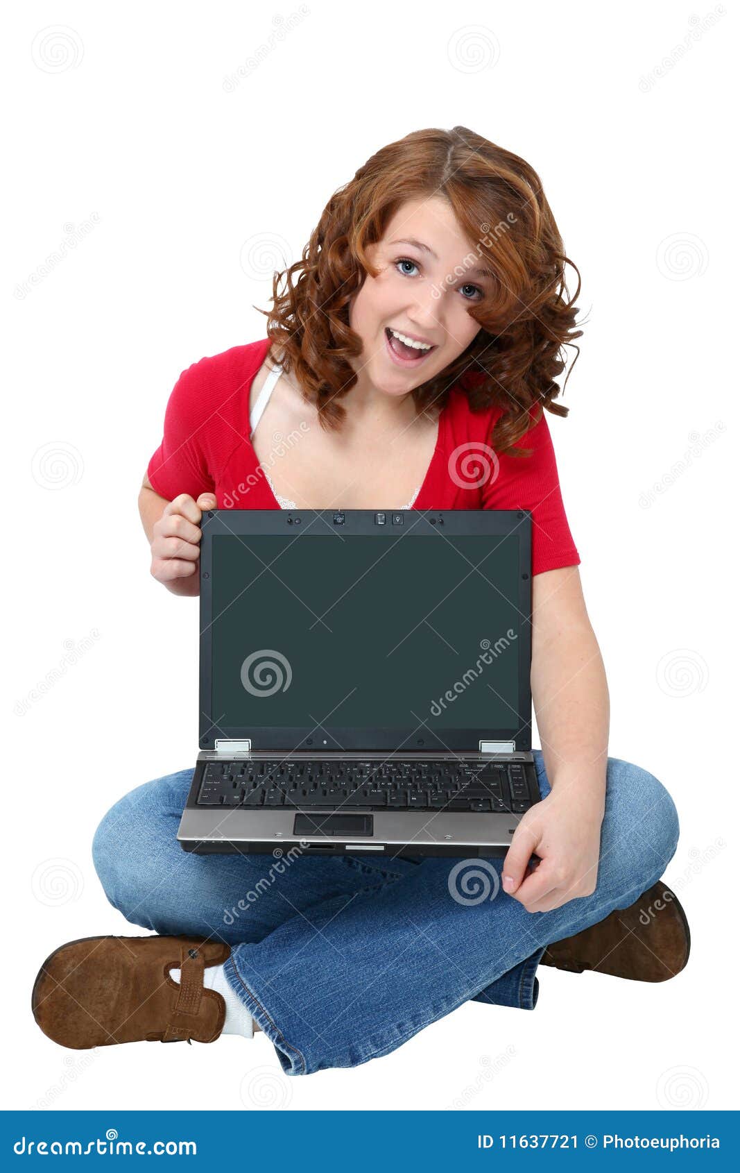 Happy Teen with Laptop stock image. Image of beautiful - 11637721