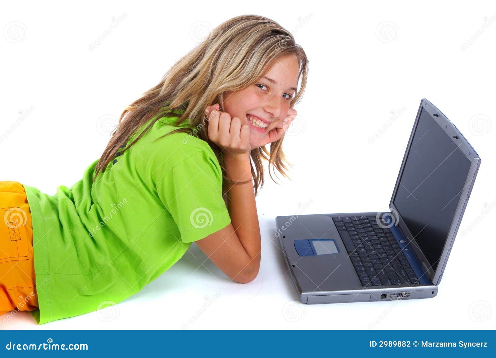 Happy teen with a laptop stock photo. Image of happy, child - 2989882