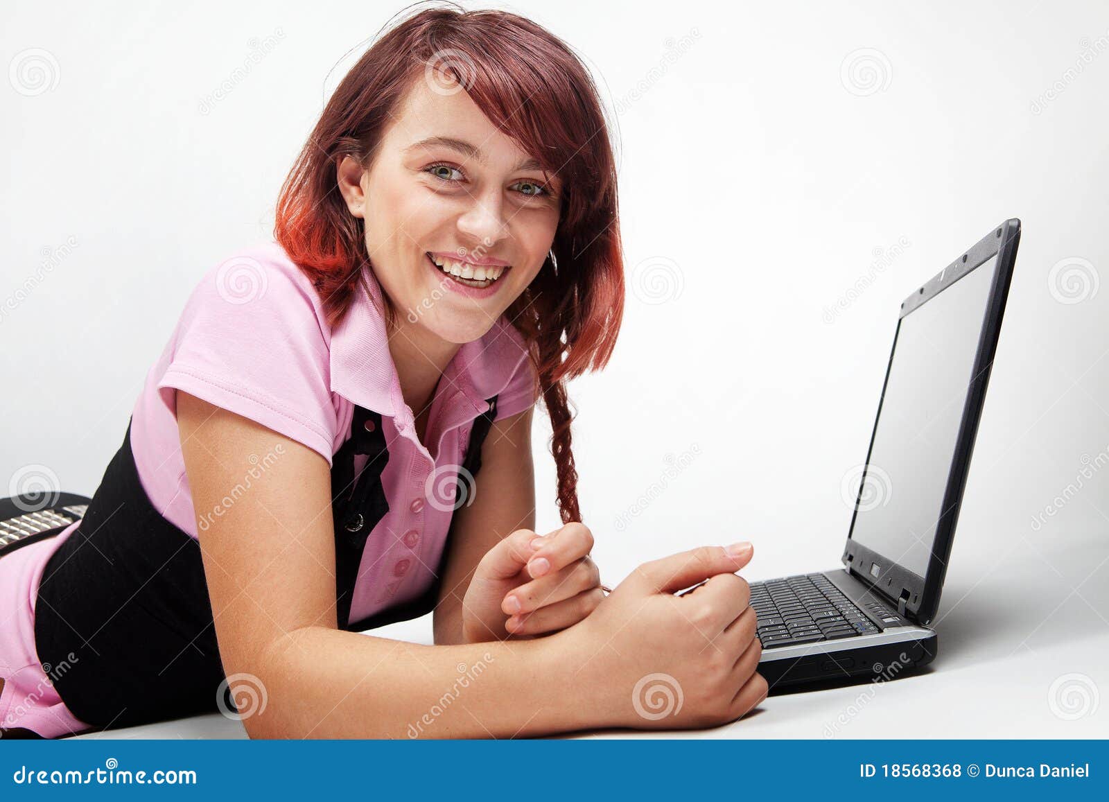 Happy Teen Student with Laptop Stock Photo - Image of computer ...