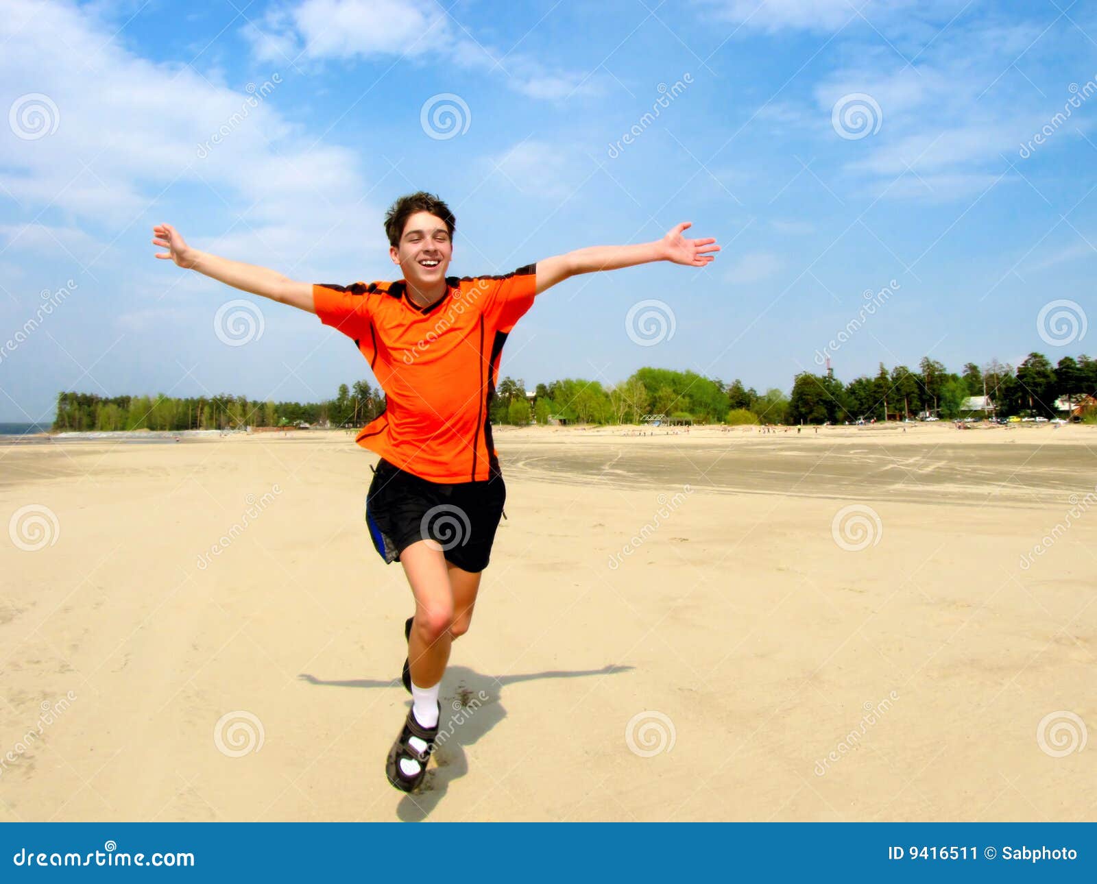 Happy teenager running stock image. Image of nature, active - 9416511
