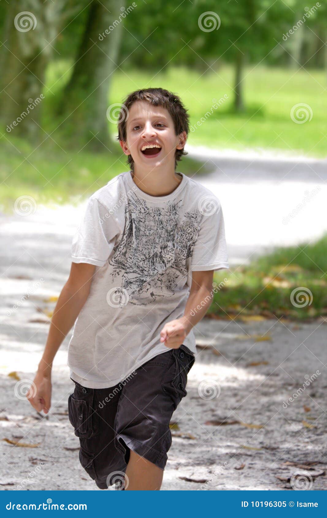 Happy Teenager Running and Jumping Stock Image - Image of outside ...