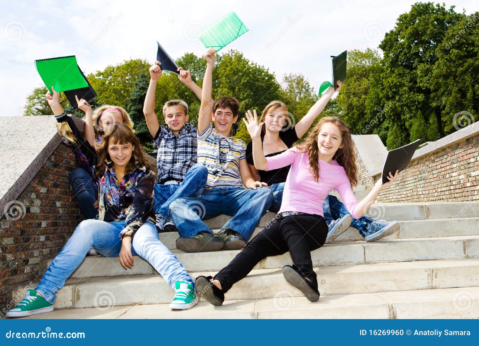 Happy teens stock photo. Image of group, smile, shouting - 16269960