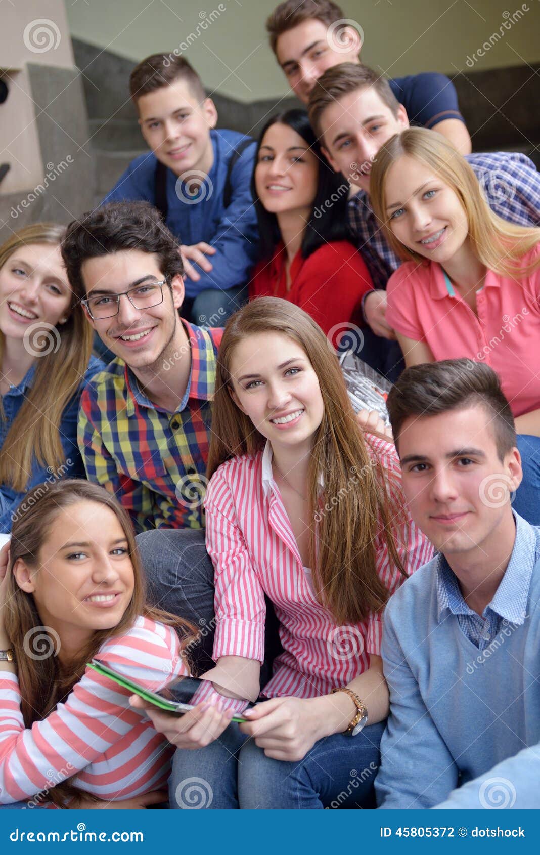 Happy Teenagers At School