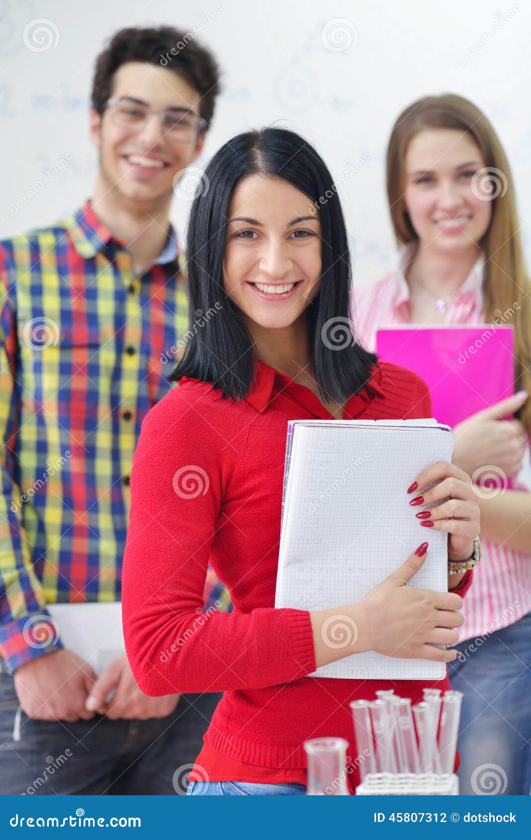 Happy Teens Group in School Stock Photo - Image of education, classroom ...