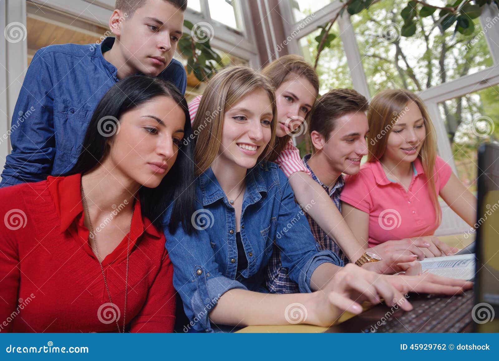Happy Teens Group in School Stock Photo - Image of classroom, smile ...