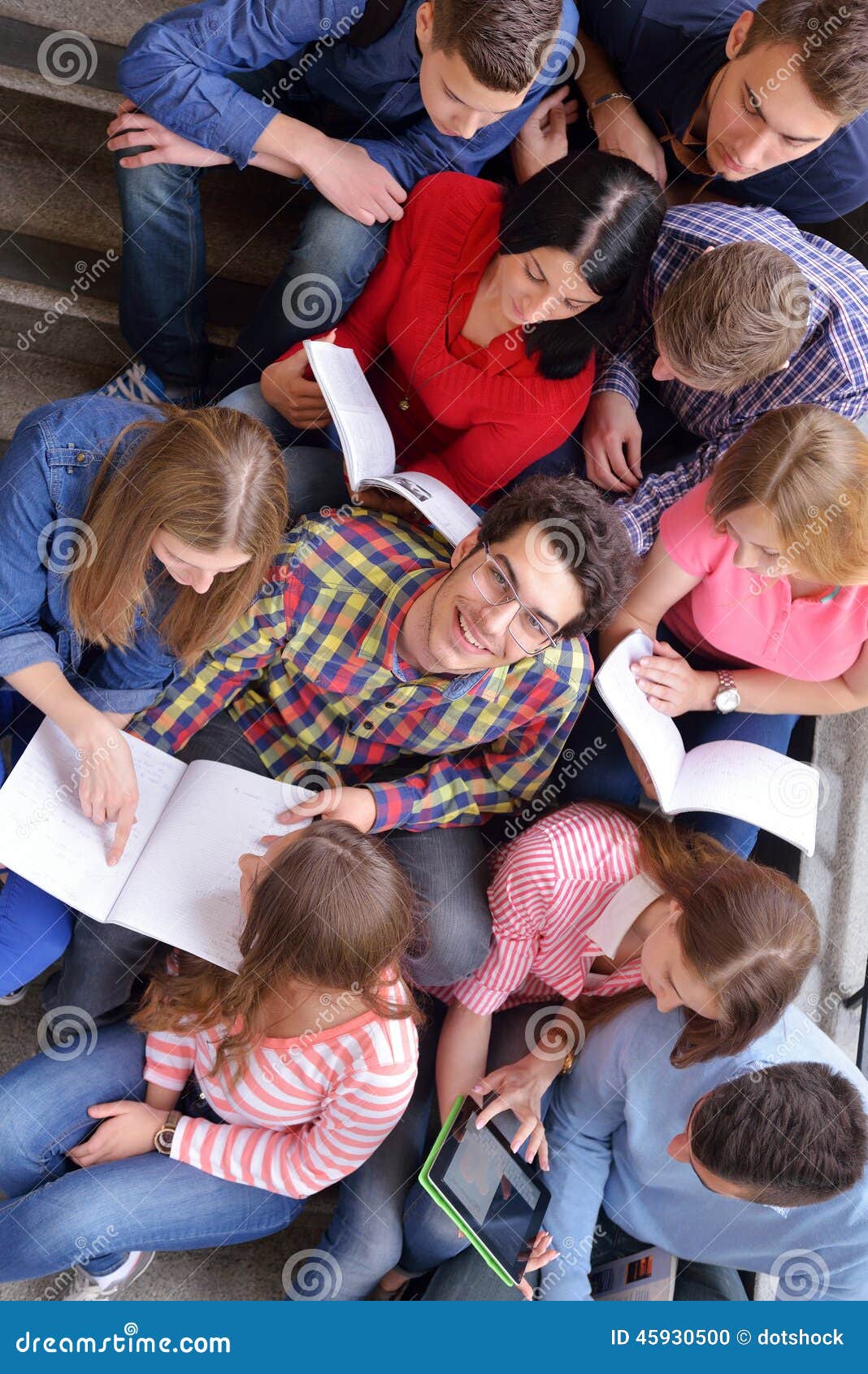Happy Teens Group in School Stock Photo - Image of classroom, portrait ...