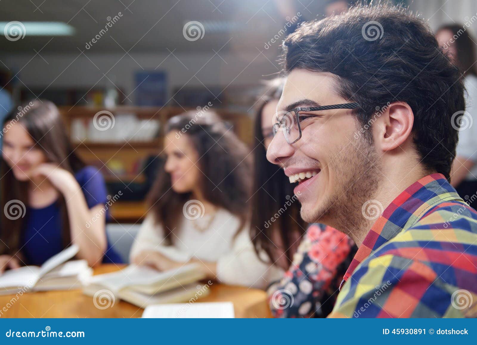 Happy Teens Group in School Stock Image - Image of cheerful, education ...
