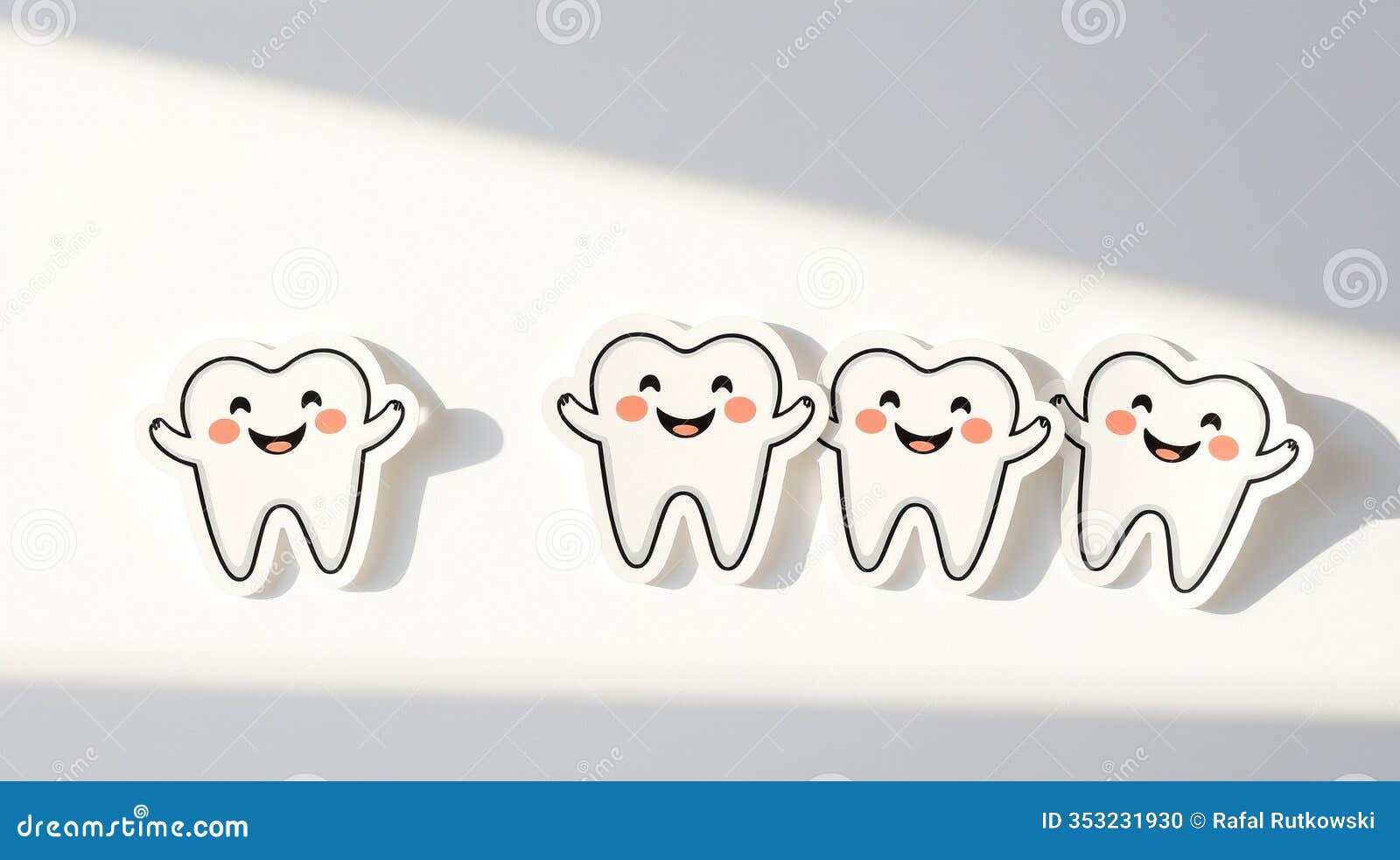 Happy Teeth Characters on a White Background. One Tooth is Separate ...