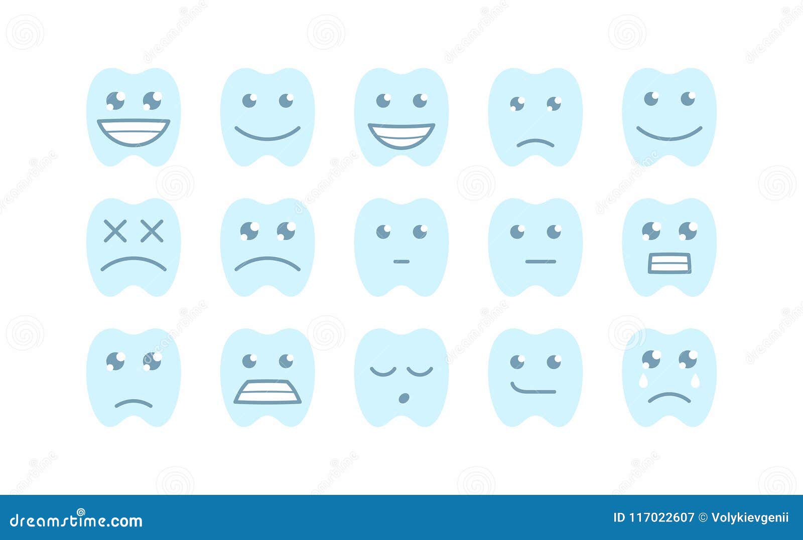Happy teeth set stock vector. Illustration of hygiene - 117022607