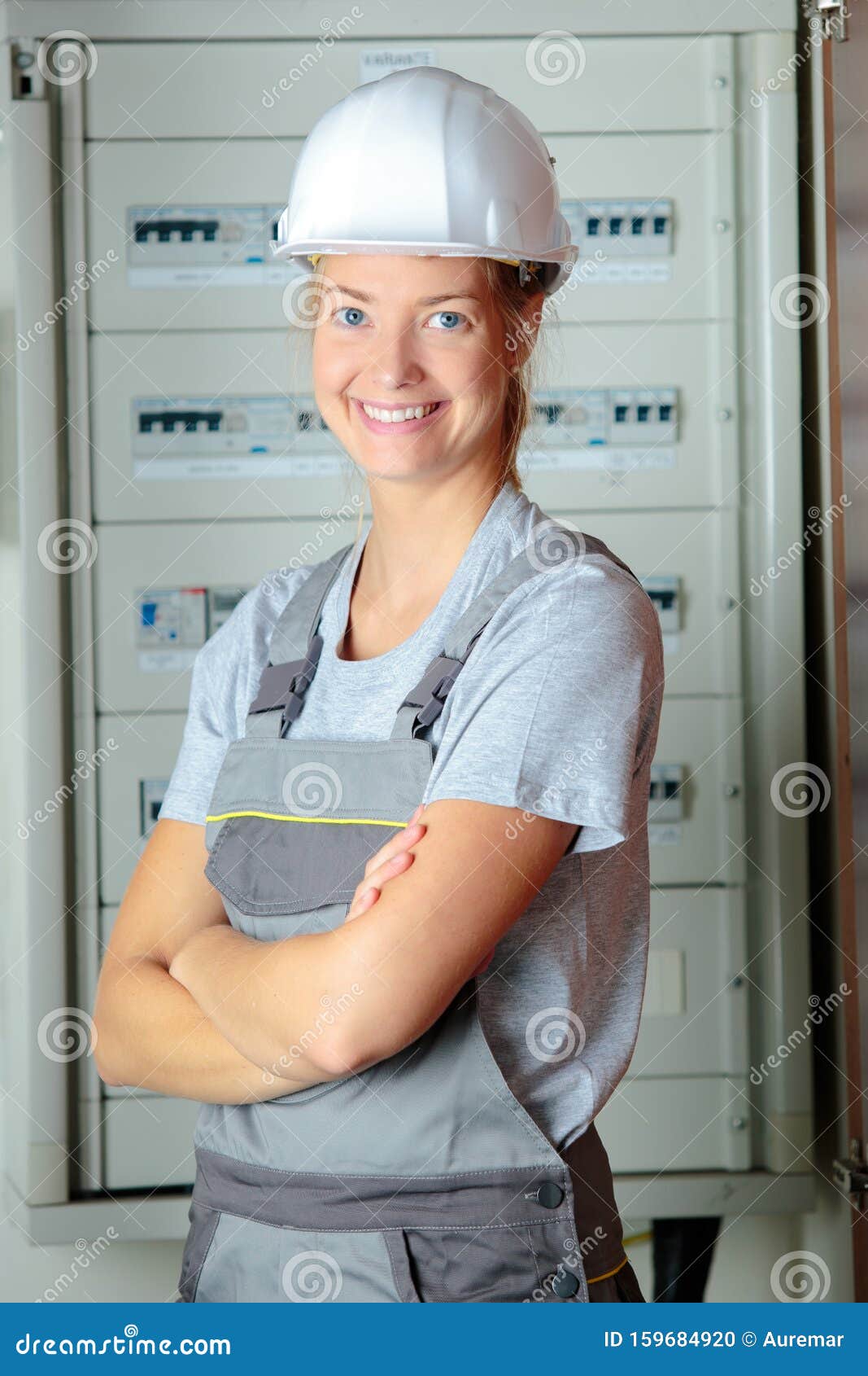 Happy Telecommunication Woman Installer Stock Photo - Image of ...
