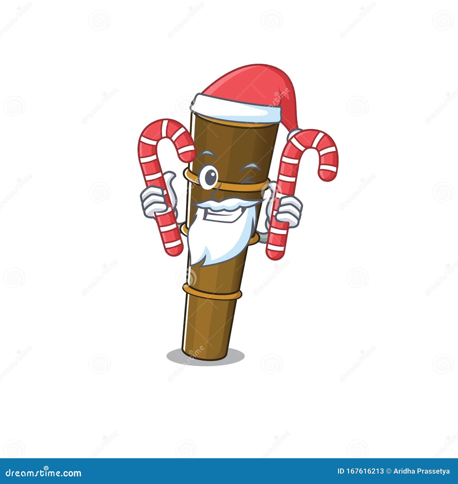 Happy Telescope Scroll Cartoon Character in Santa with Candy Stock ...