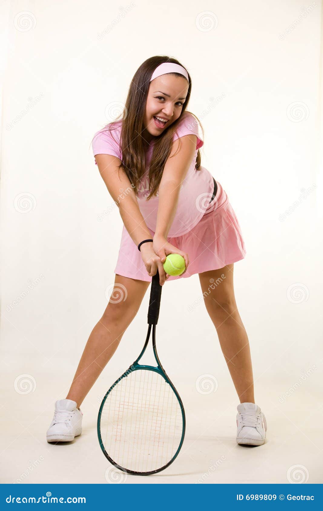 Happy Tennis Player in Pink Stock Image - Image of skirt, attire: 6989809