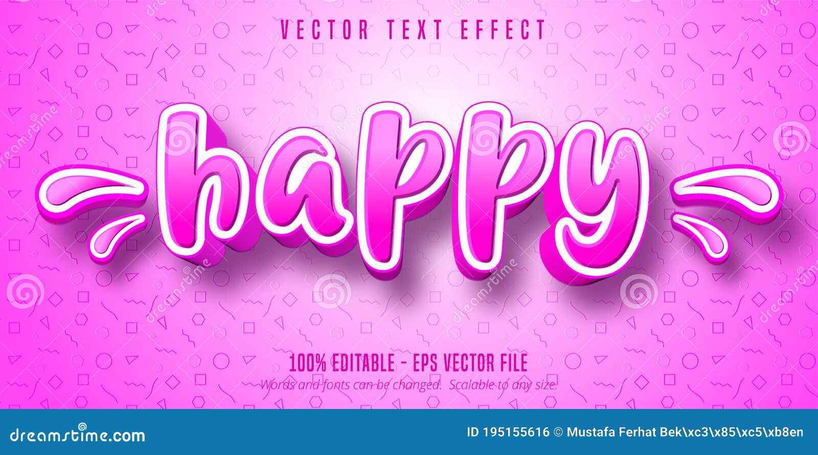 Happy Text, Cartoon Style Editable Text Effect Stock Vector ...
