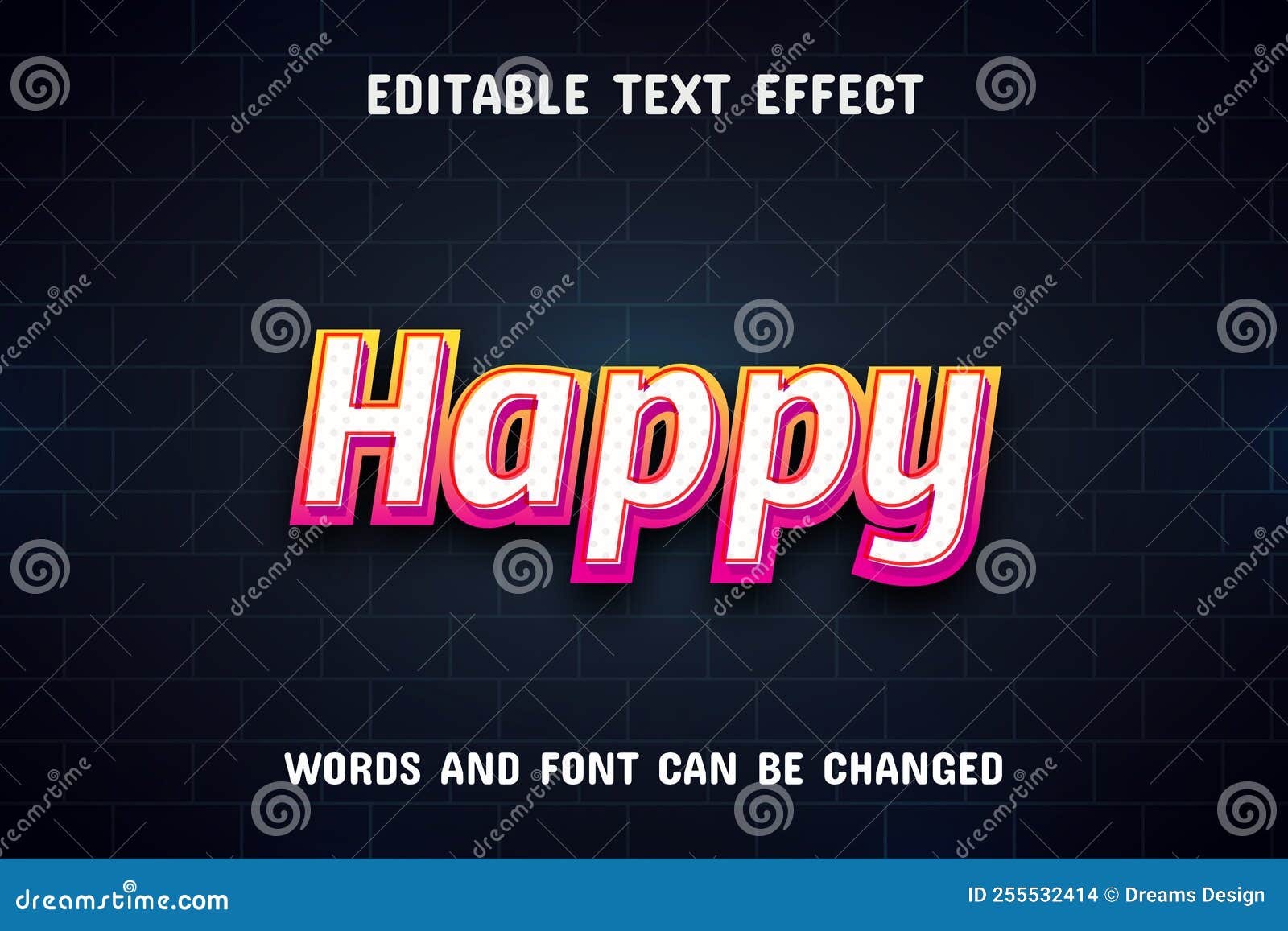Happy Text - Editable Text Effect Stock Vector - Illustration of banner ...