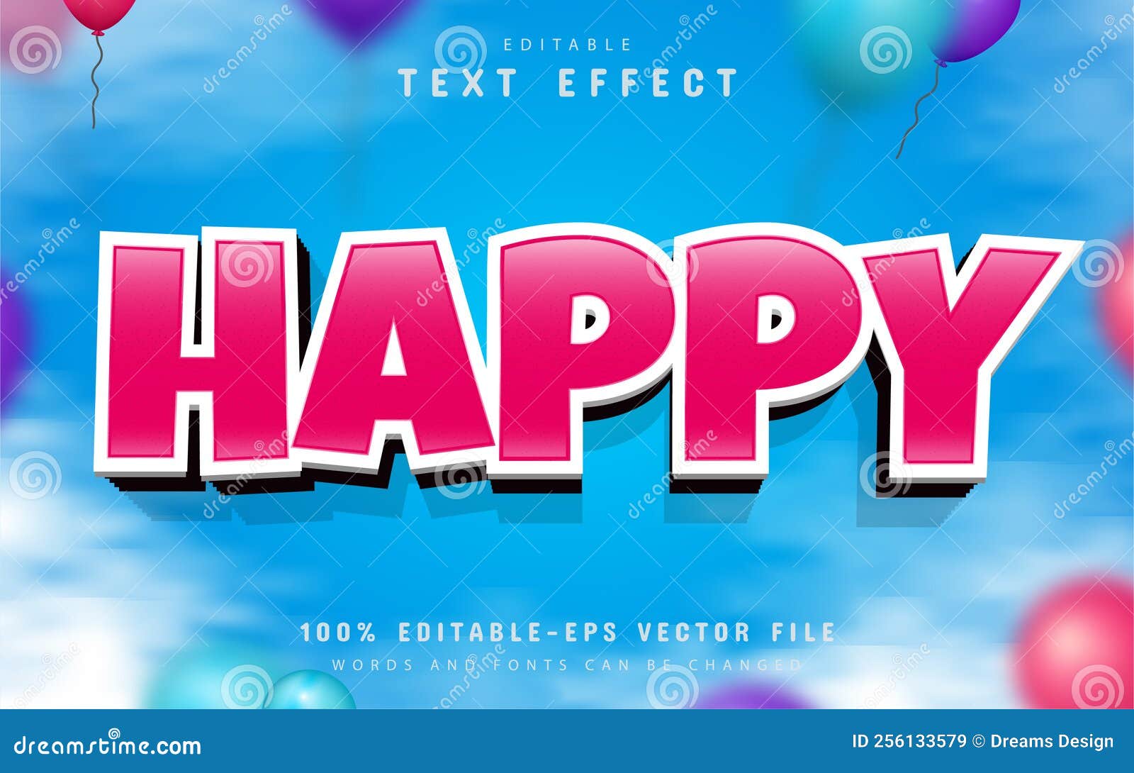 Happy Text, Editable Text Effect Cartoon Style Stock Vector ...