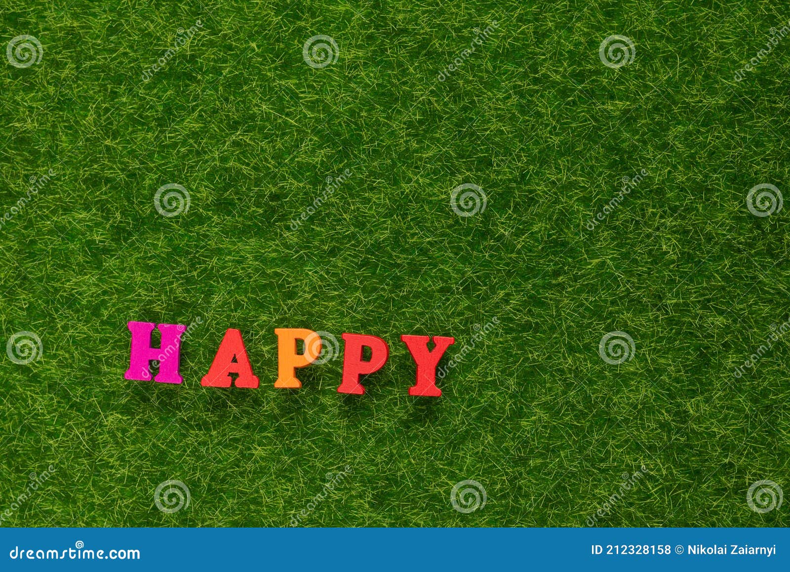 Happy Text on a Green Grass Stock Photo - Image of alphabet, word ...