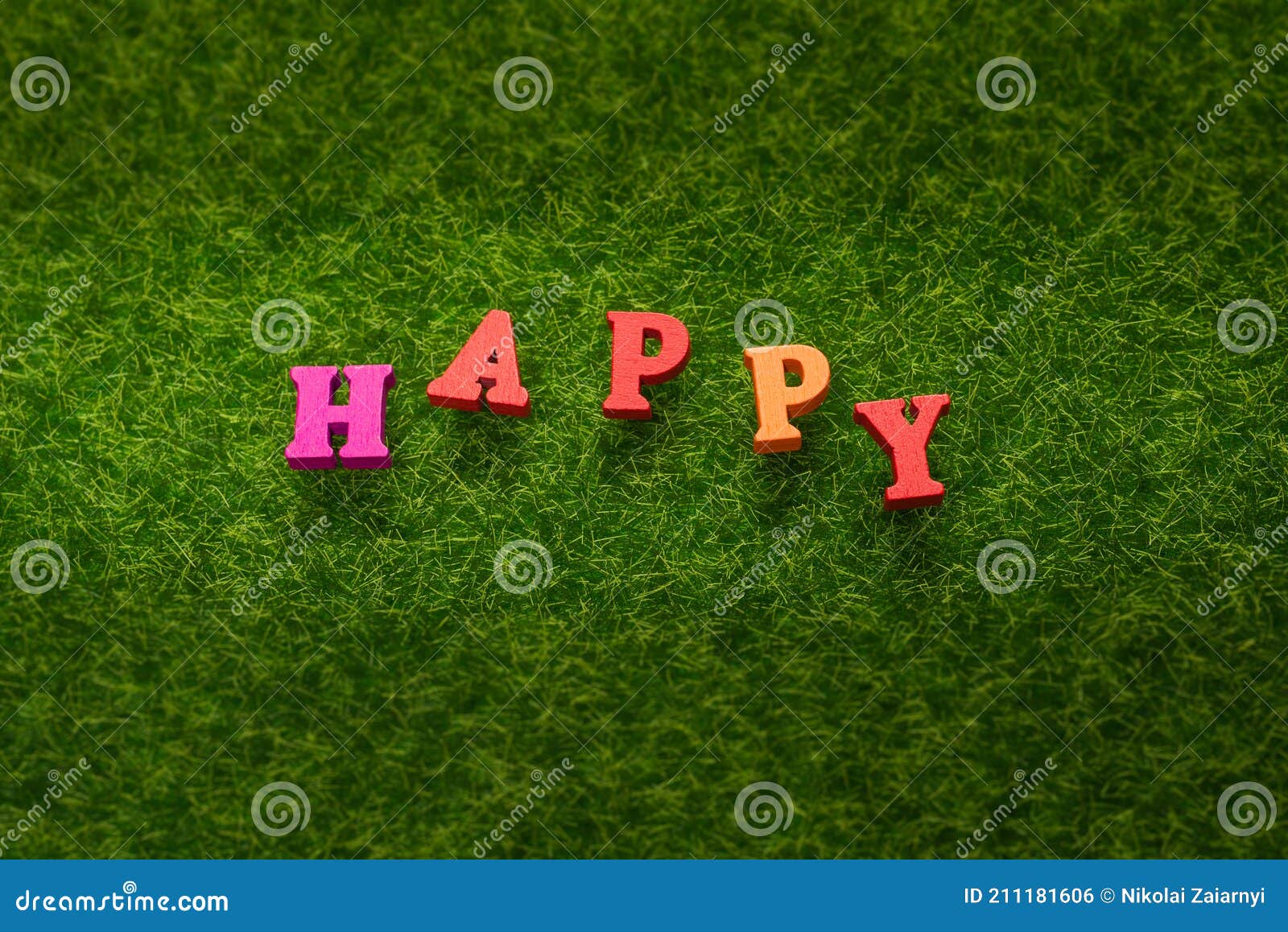 Happy Text on a Green Grass Stock Photo - Image of celebration, space ...