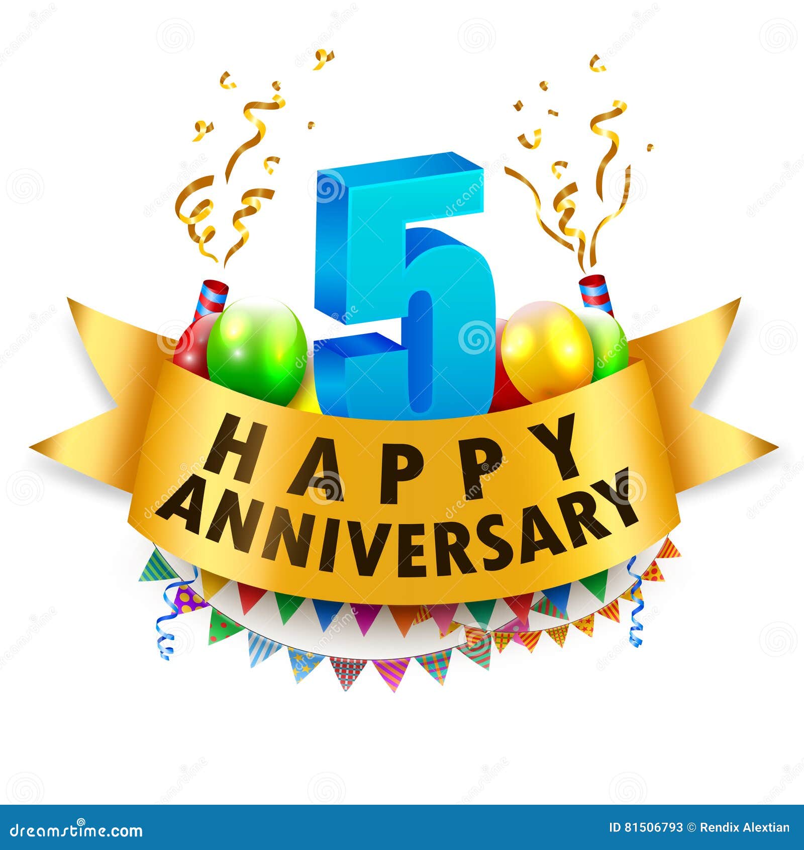 Happy 5th Anniversary Celebration Stock Vector - Illustration of ...