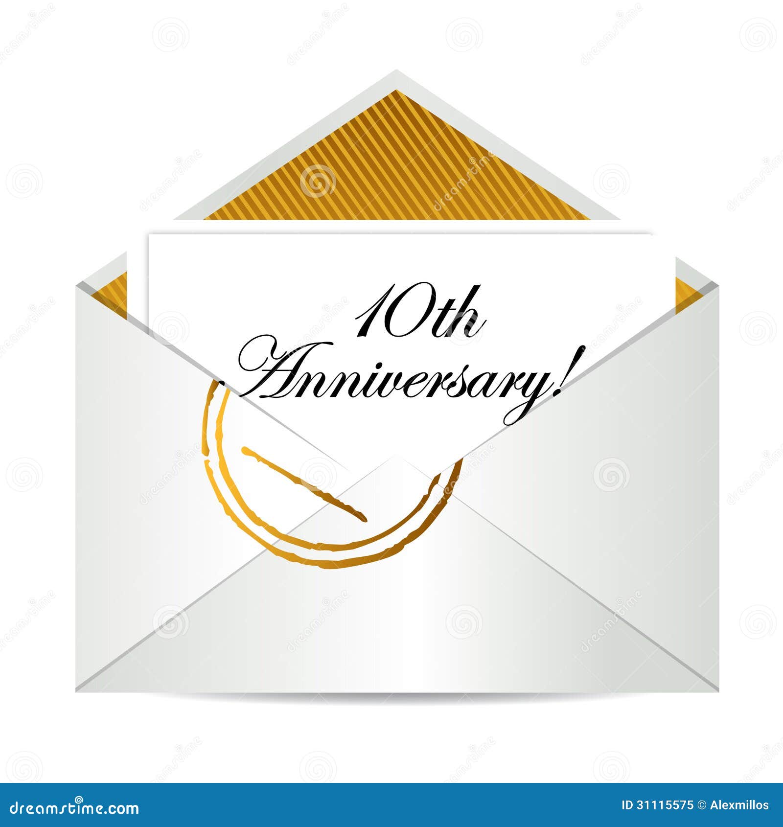 Happy 10th Anniversary Gold Mail Letter Stock Illustration ...