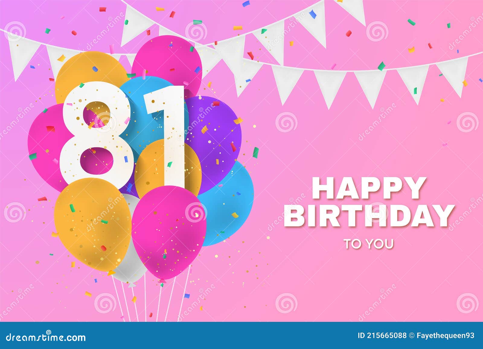 Happy 81th Birthday Balloons Greeting Card Background Vector