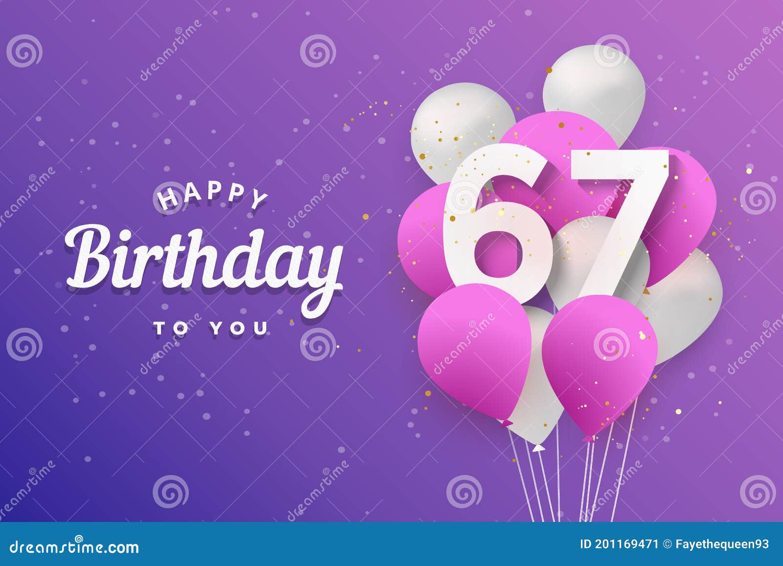 Happy 67th Birthday Balloons Greeting Card Background Stock Vector