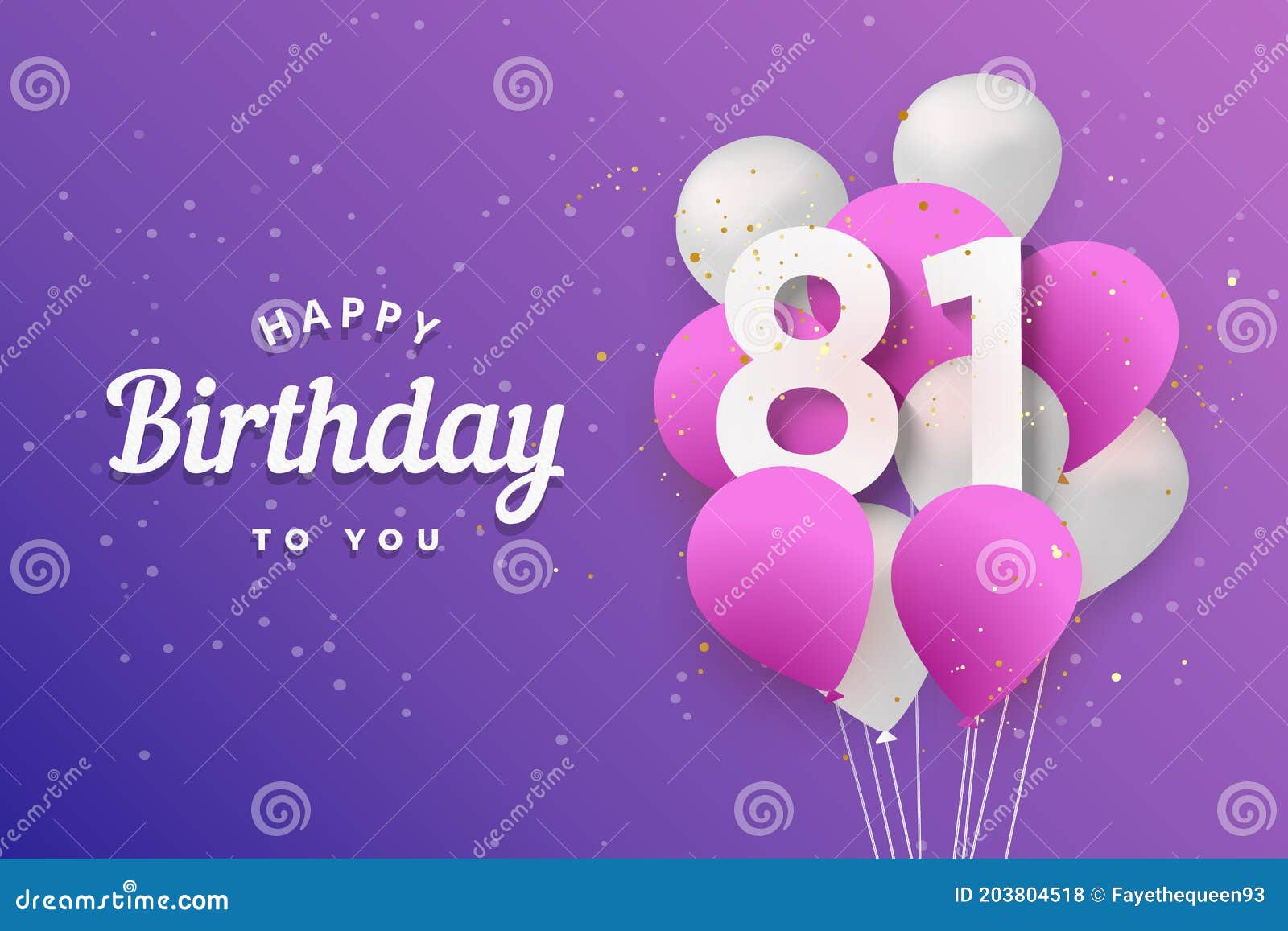 Happy 81th Birthday Balloons Greeting Card Background Stock Vector
